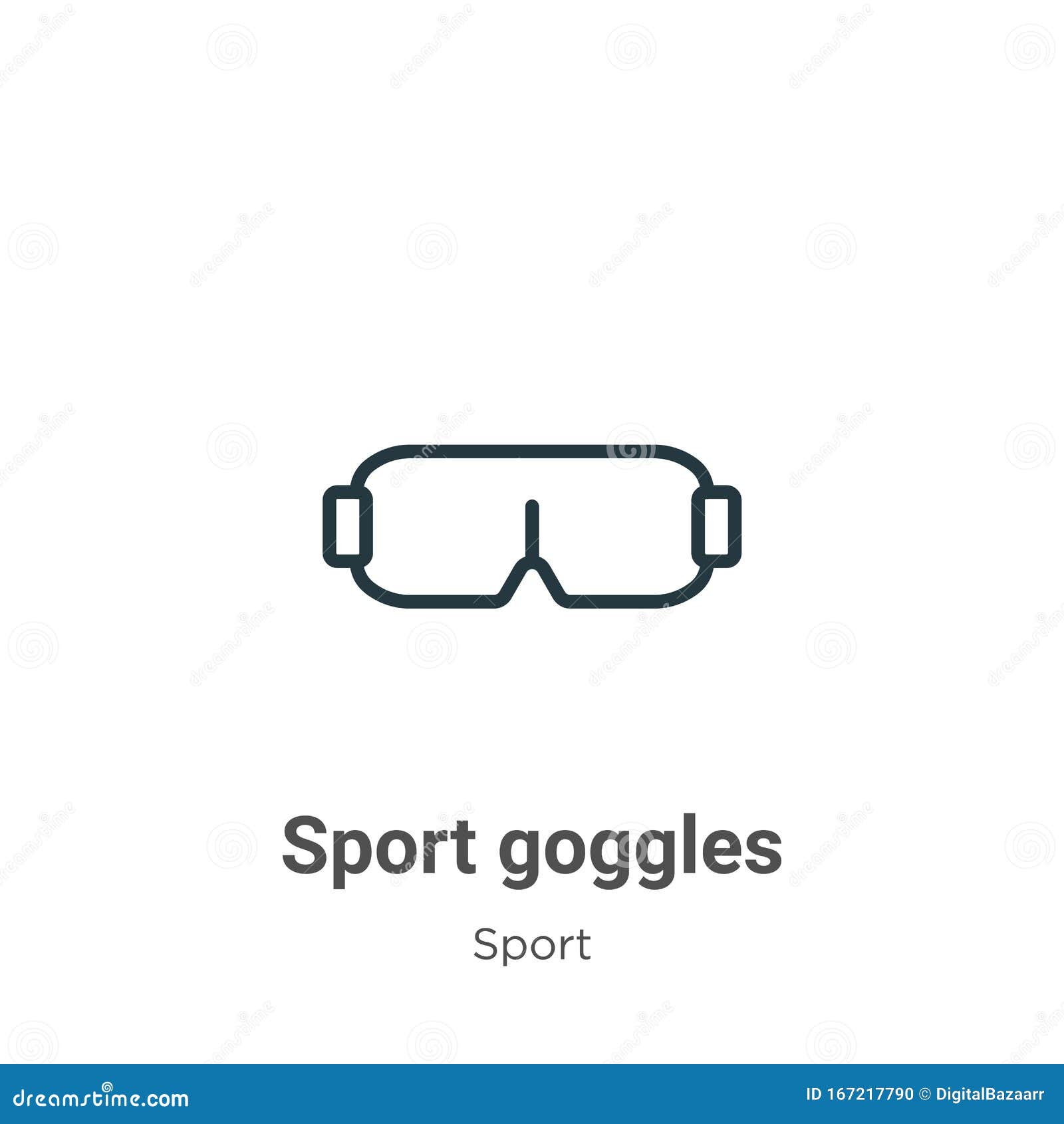 Sport Goggles Outline Vector Icon. Thin Line Black Sport Goggles Icon ...