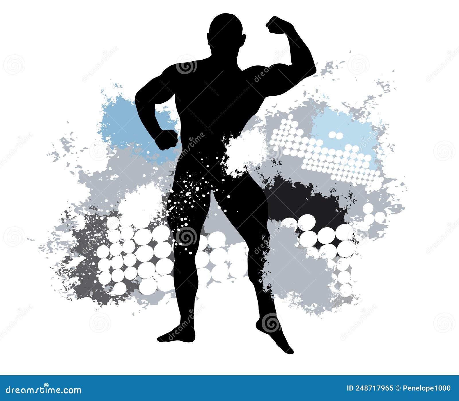 Sport Graphic with Bodybuilder and Dynamic Background. Stock Vector ...