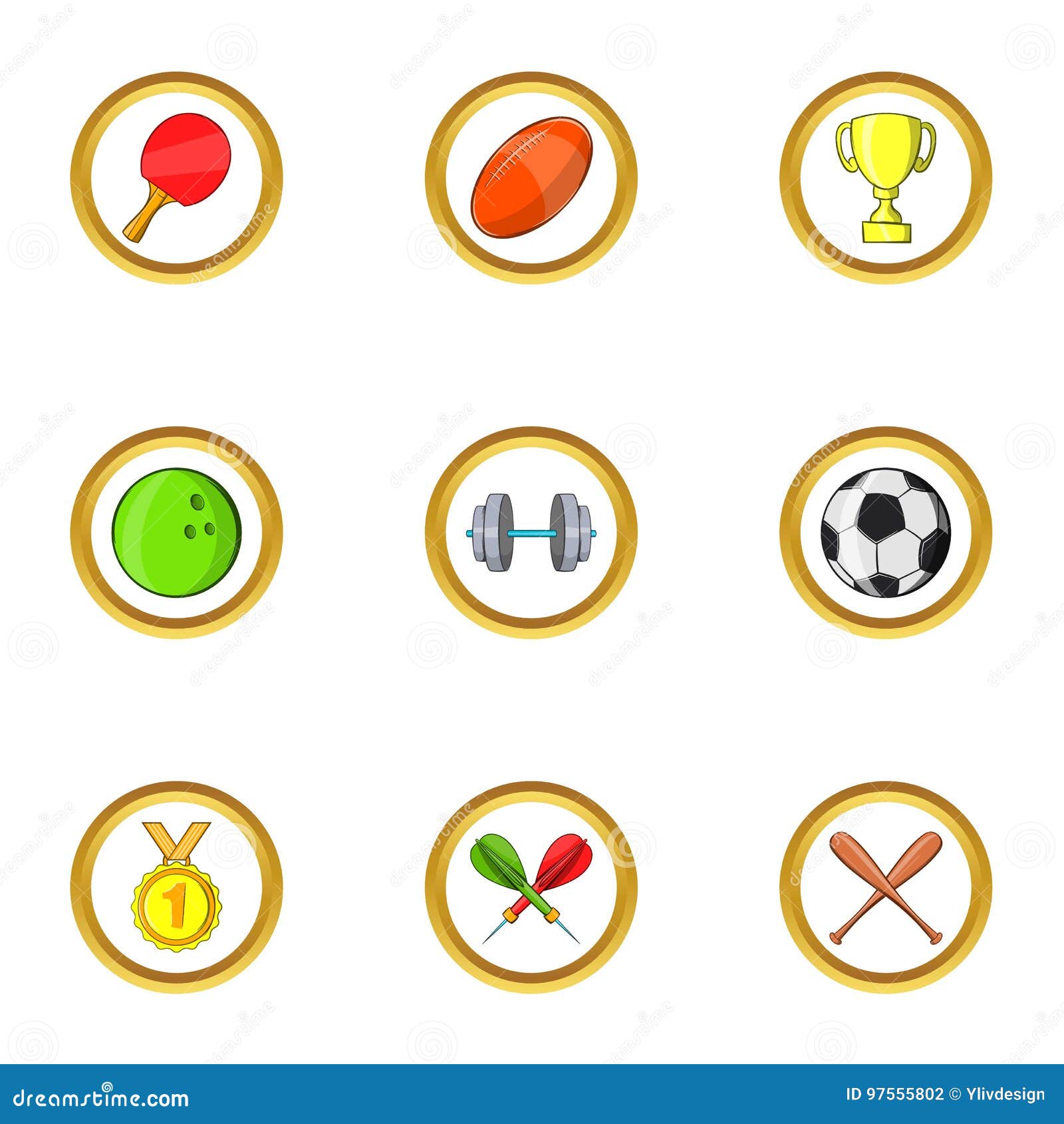 Sport Icon Set, Cartoon Style Stock Vector - Illustration of glove ...