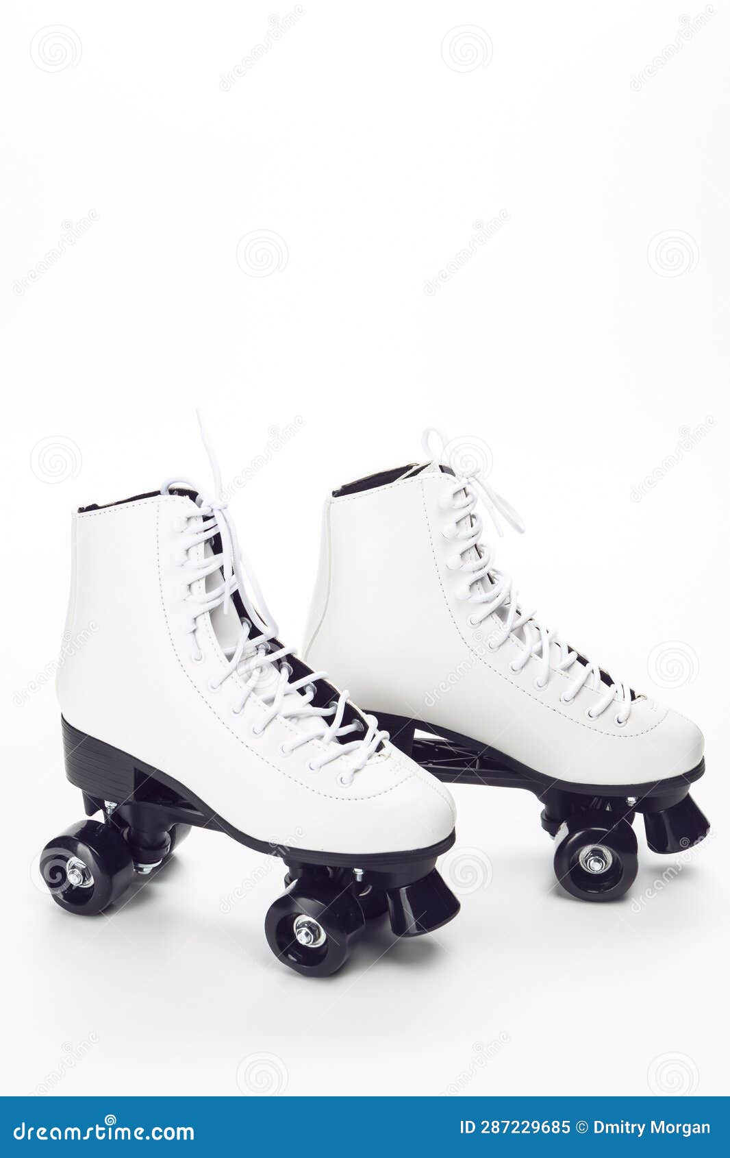 Sport Ideas. Pair of White Stylish Roller Skates on White Background ...
