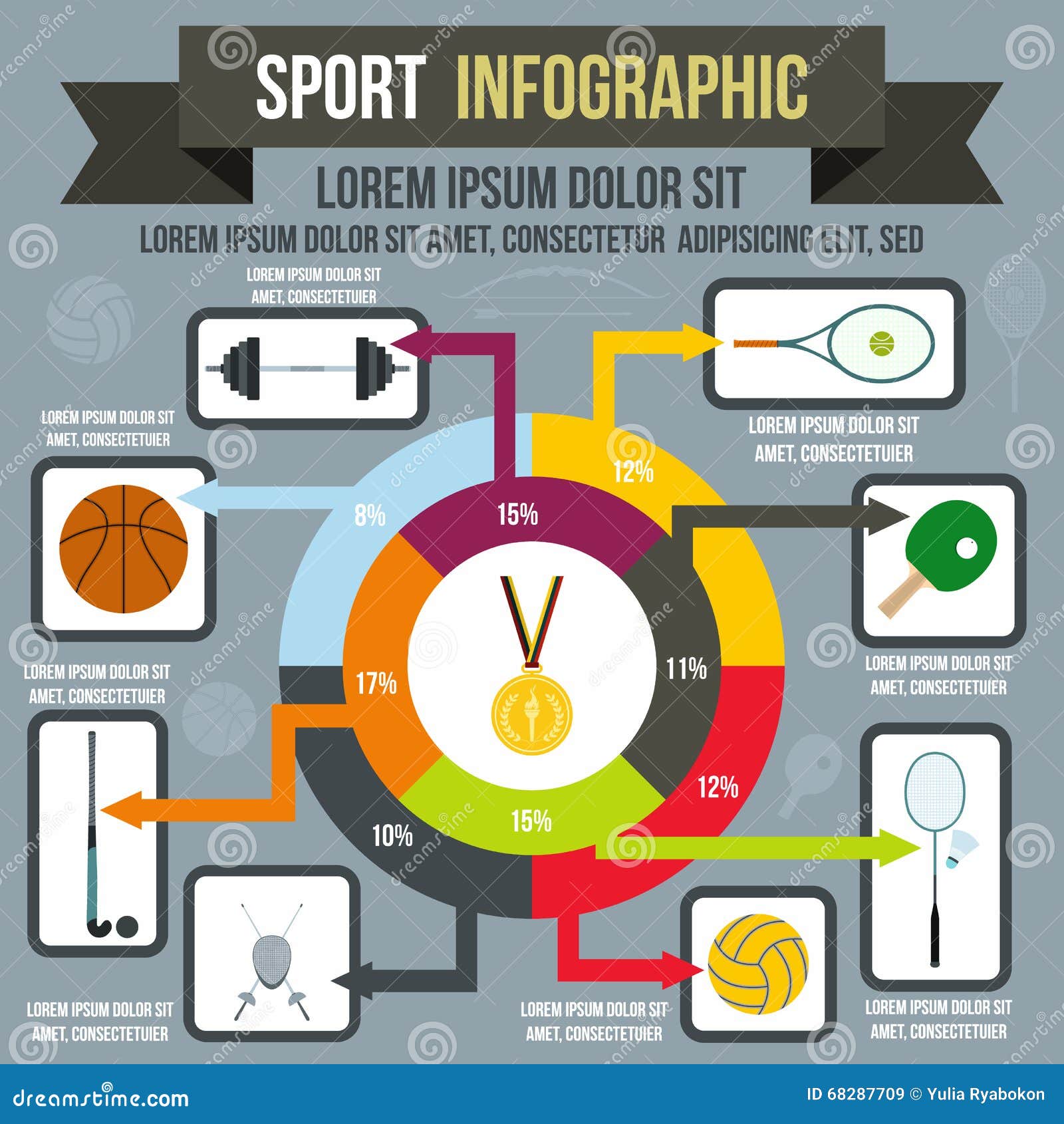 Sport Infographic, Flat Style Stock Vector - Illustration of business ...