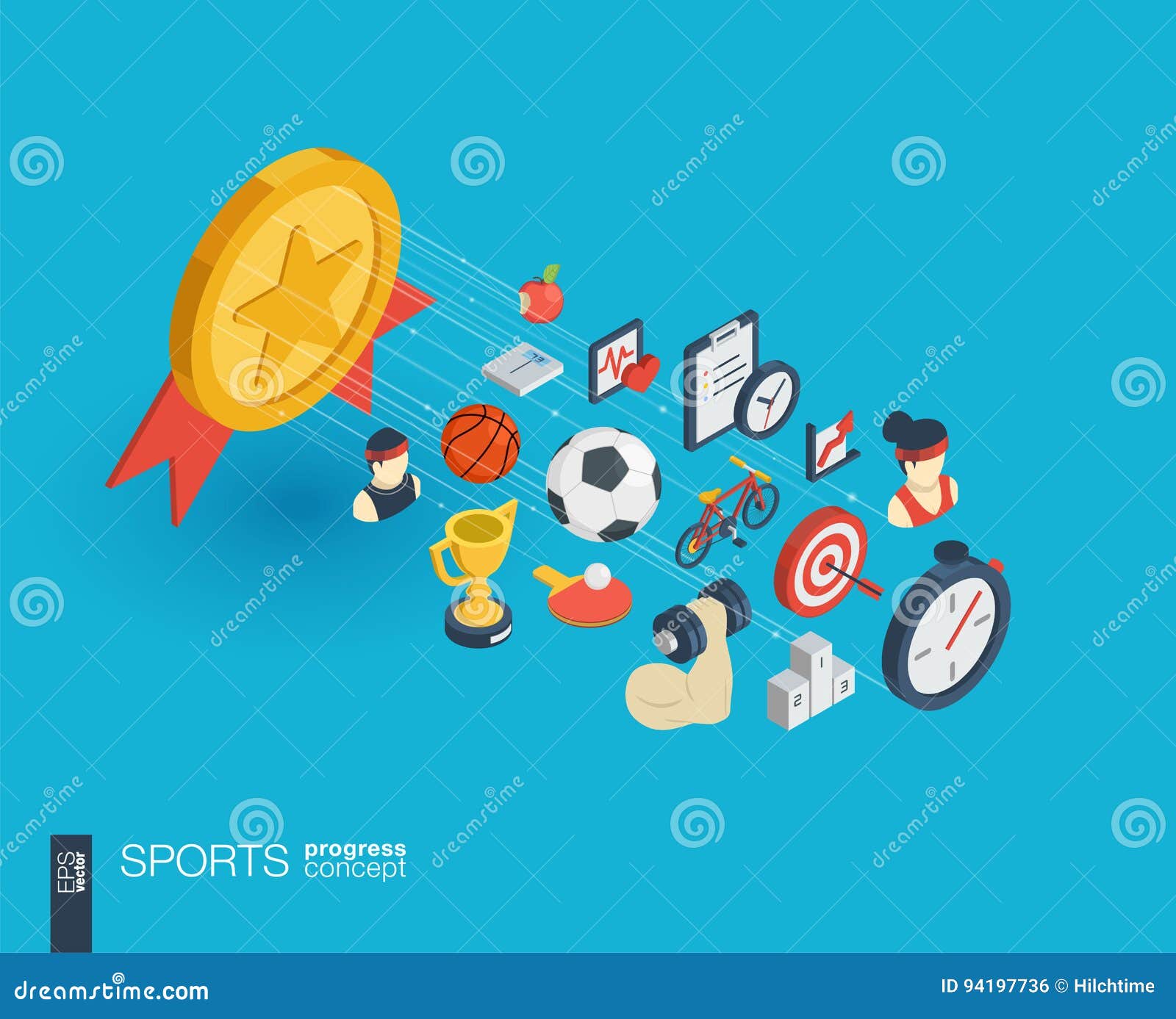 Sport Integrated 3d Web Icons. Growth and Progress Concept Stock Vector ...