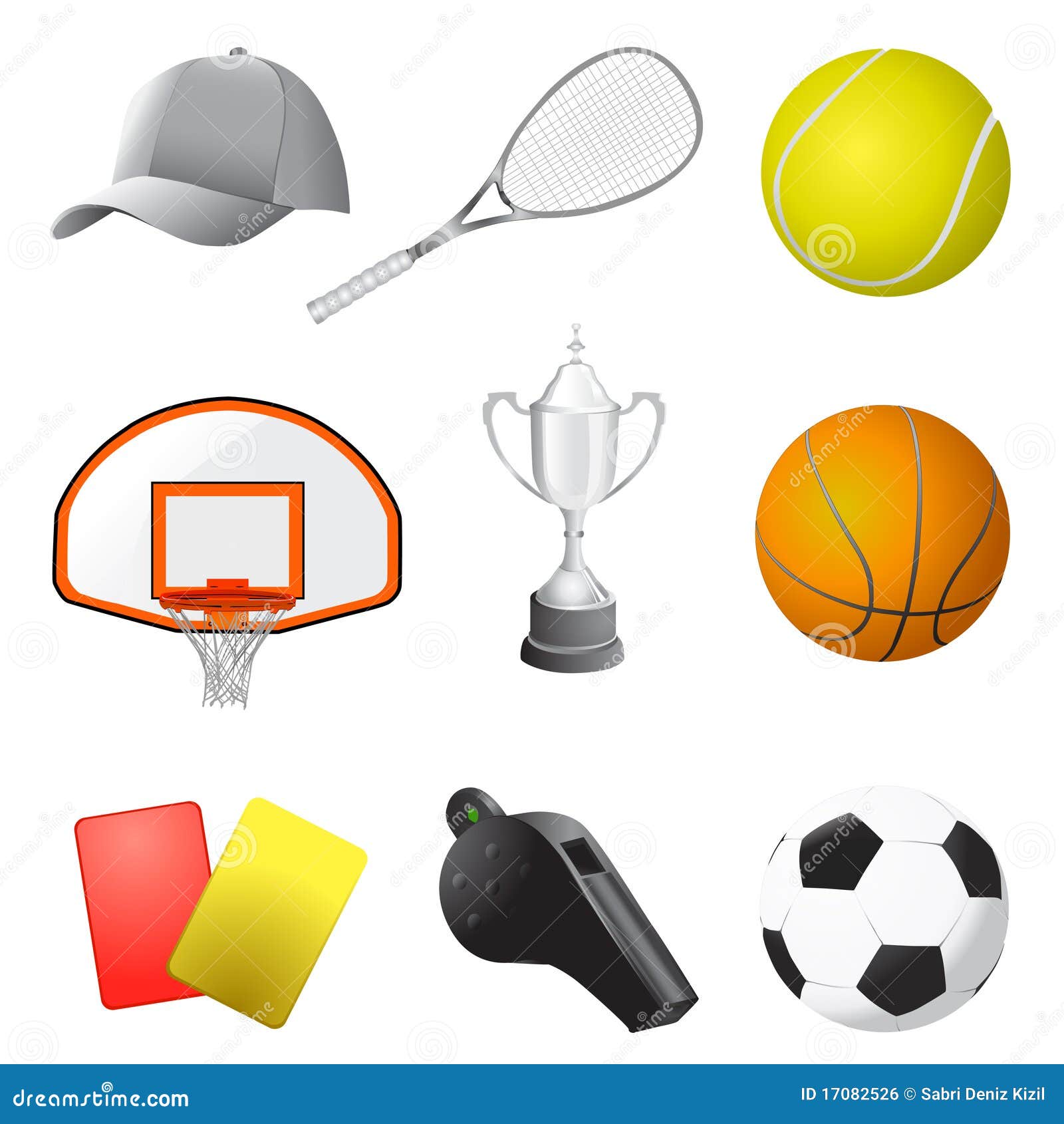 Sport items stock vector. Illustration of card, yellow - 17082526