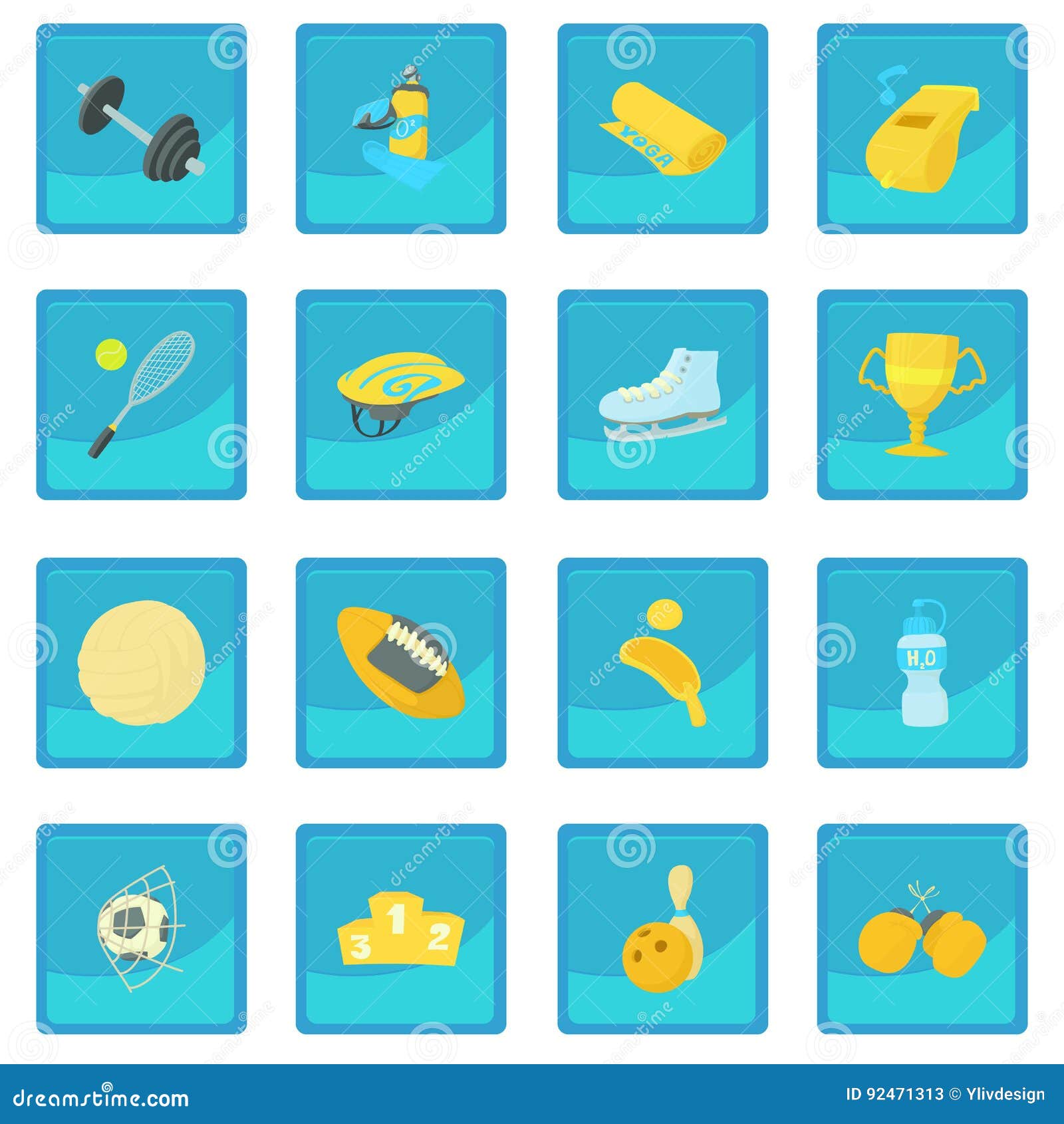 Sport items icon blue app stock vector. Illustration of cartoon - 92471313