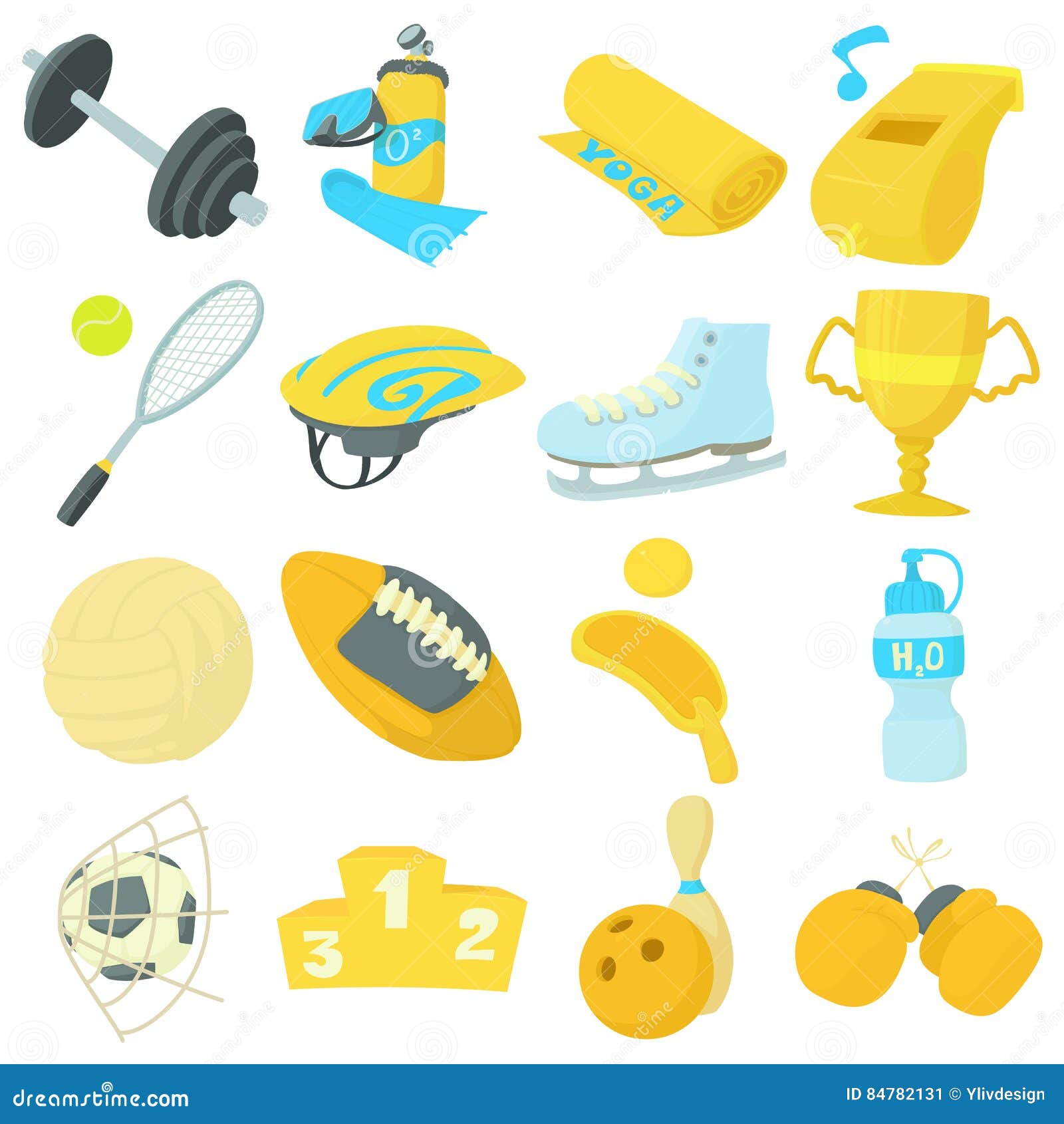 Sport Items Icons Set, Cartoon Style Stock Vector - Illustration of ...