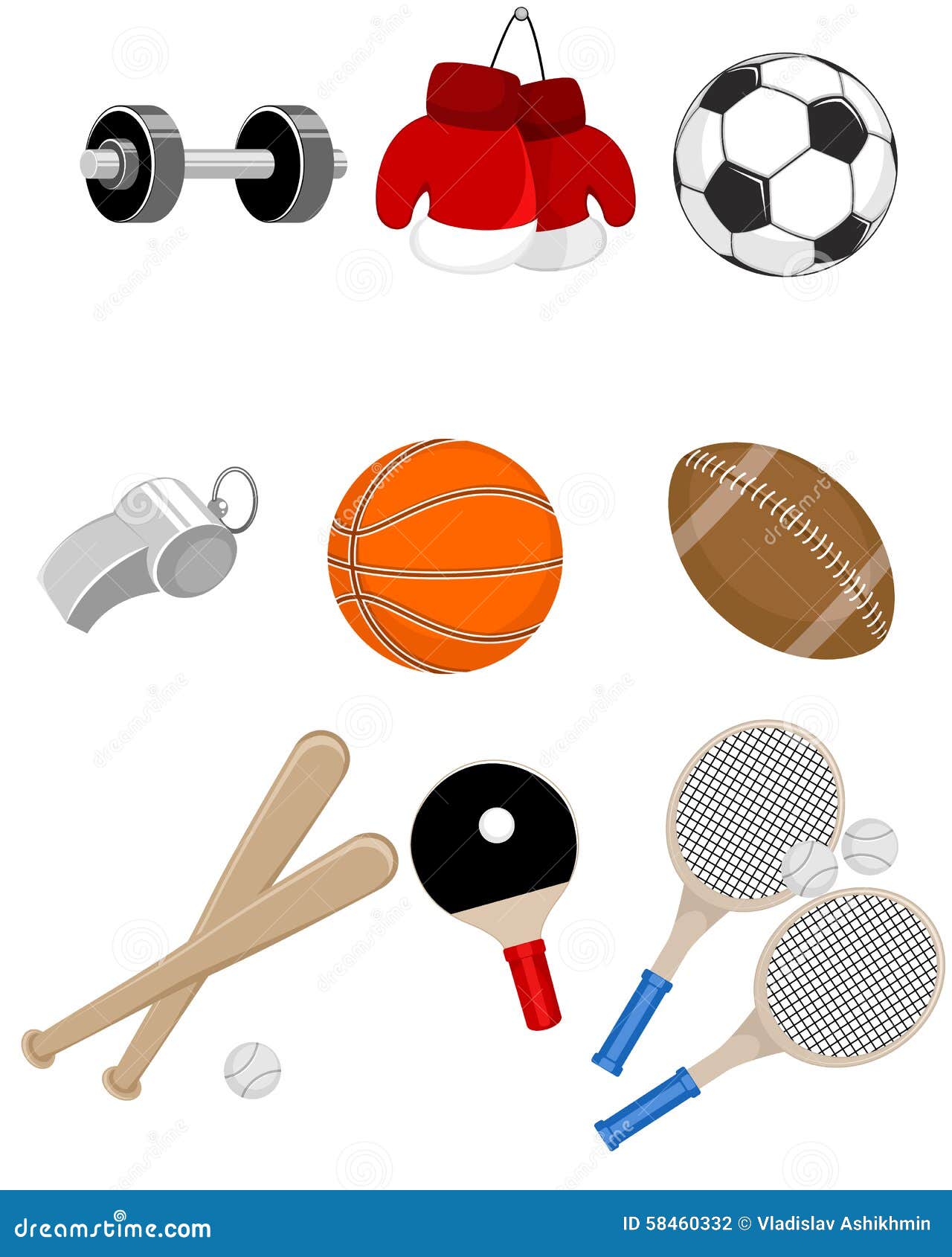 Sport items set stock vector. Illustration of boxing - 58460332