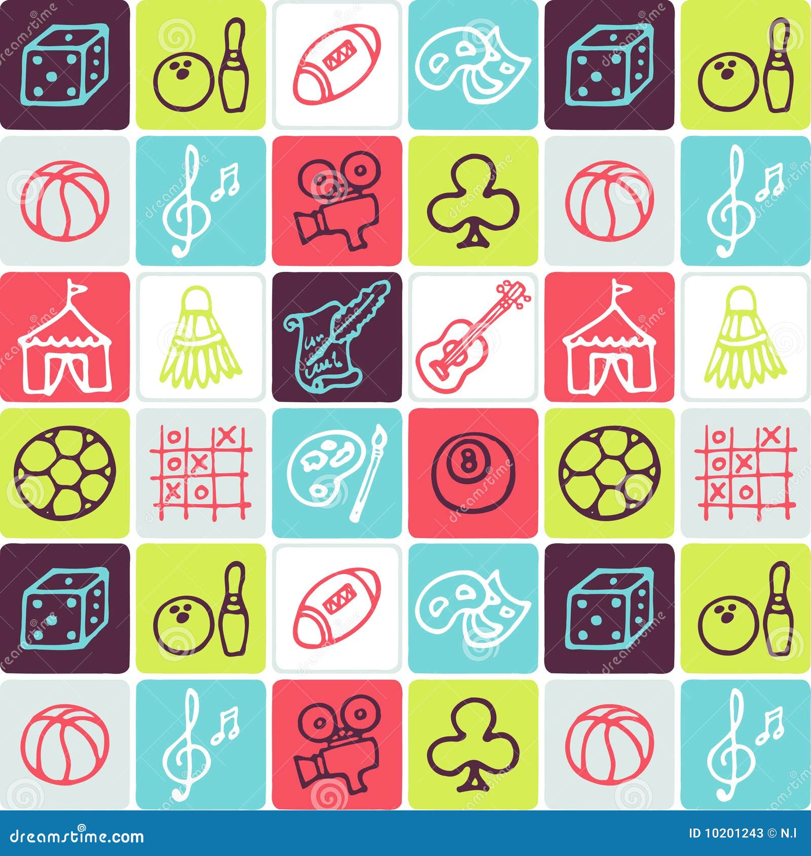 Sport & Leisure Checked Pattern Stock Vector - Illustration of guitar ...