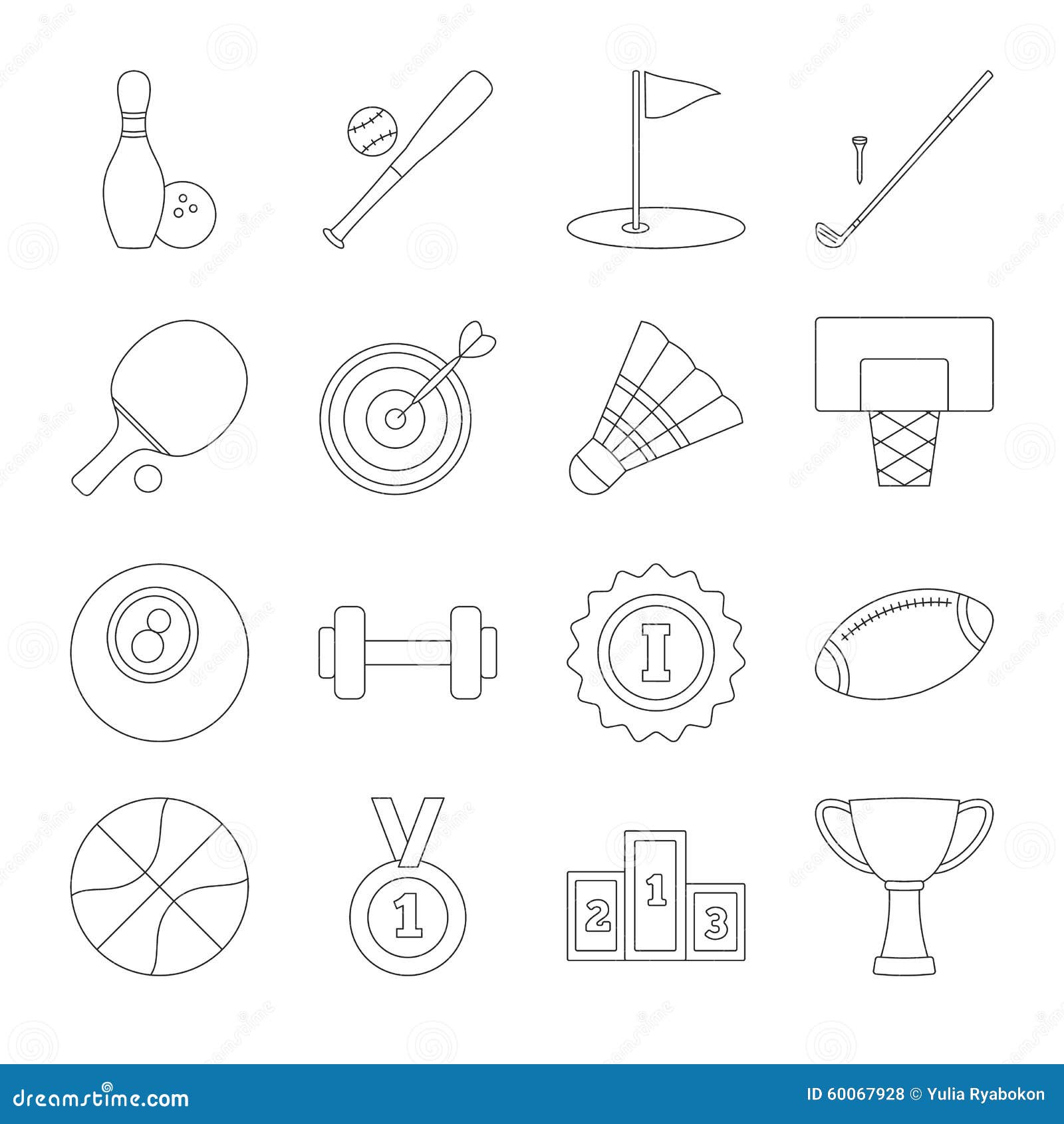 Sport line icons set stock vector. Illustration of place - 60067928