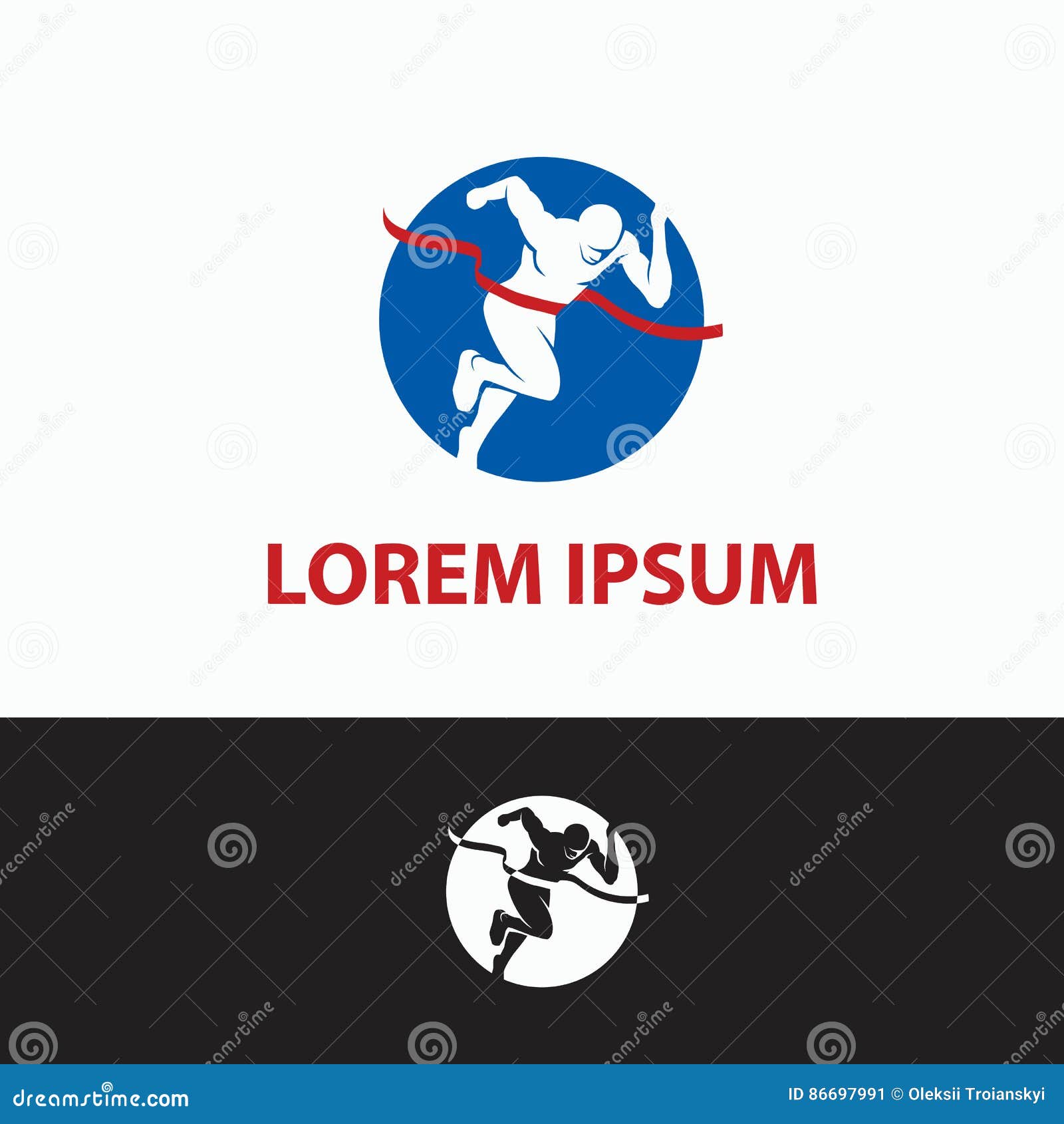 Sport Logo Template with a Running Man. Sprinter and Finish Tape Stock ...