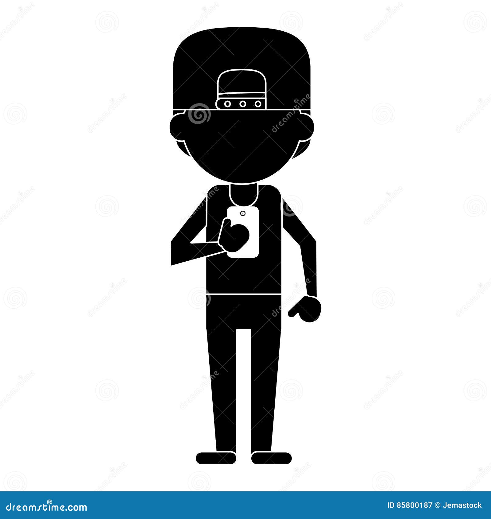 Sport Man Character Using Smartphone Pictogram Stock Vector ...