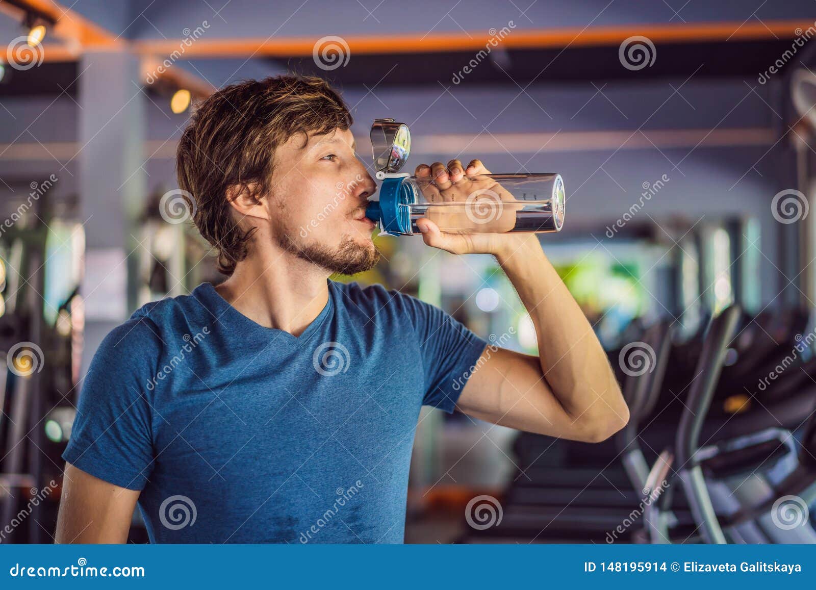 Sport Man Drinking Water in the Gym Stock Photo - Image of healthy ...
