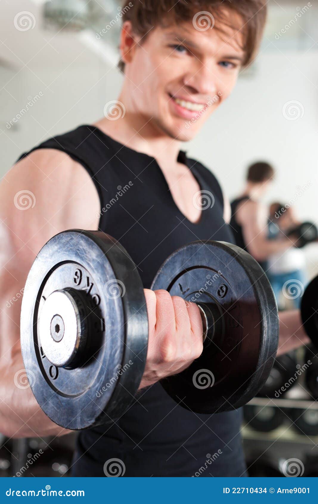 Sport - Man is Exercising with Barbell in Gym Stock Photo - Image of ...