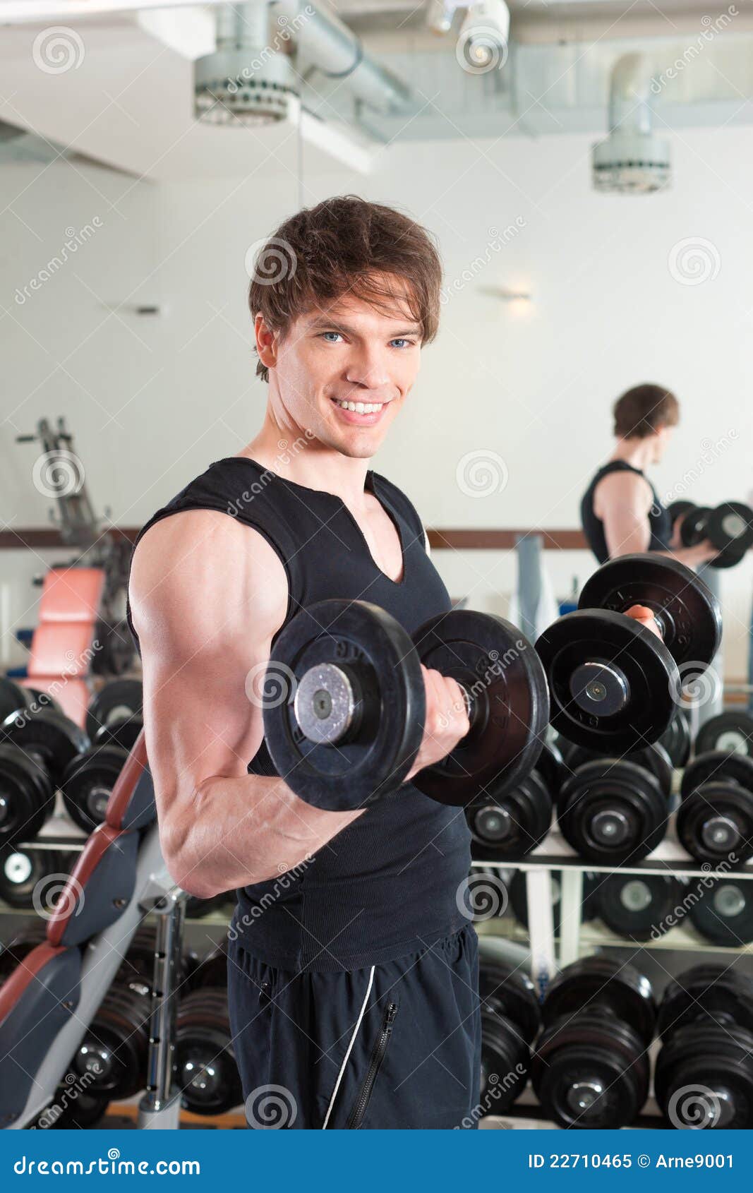 Sport - Man is Exercising with Barbell in Gym Stock Image - Image of ...