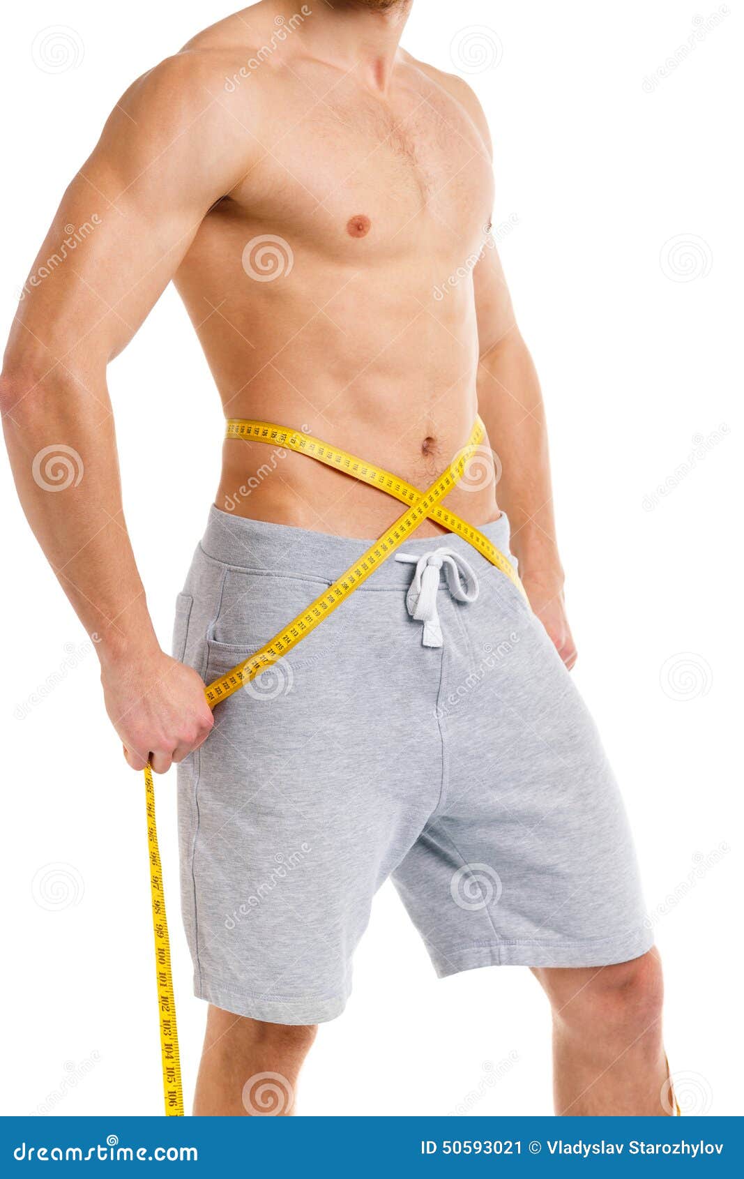 Sport Man with Measuring Tape on the White Stock Image - Image of ...