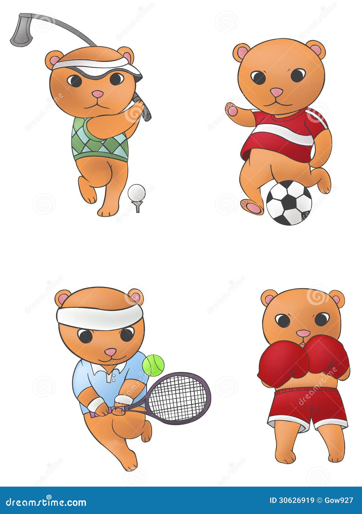 Sport Mascot Bear Collection Set 1 Stock Vector - Illustration of ...