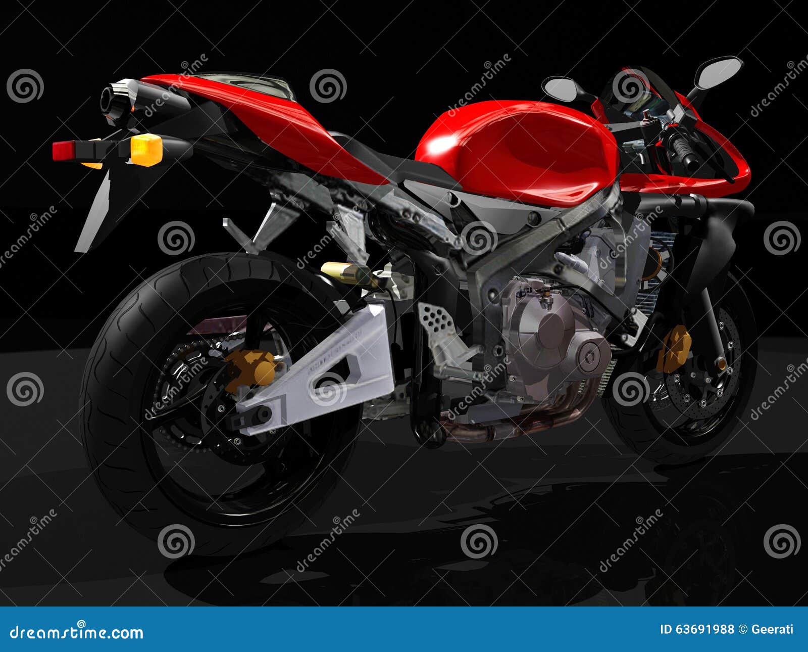 Sport motorcycle rear view stock photo. Image of fast - 63691988