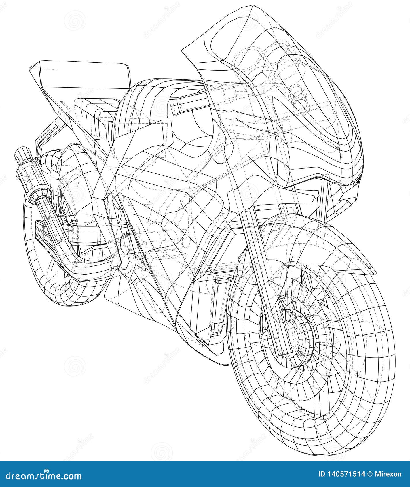 Sport Motorcycle Technical Wire-frame. EPS10 Format Stock Vector ...