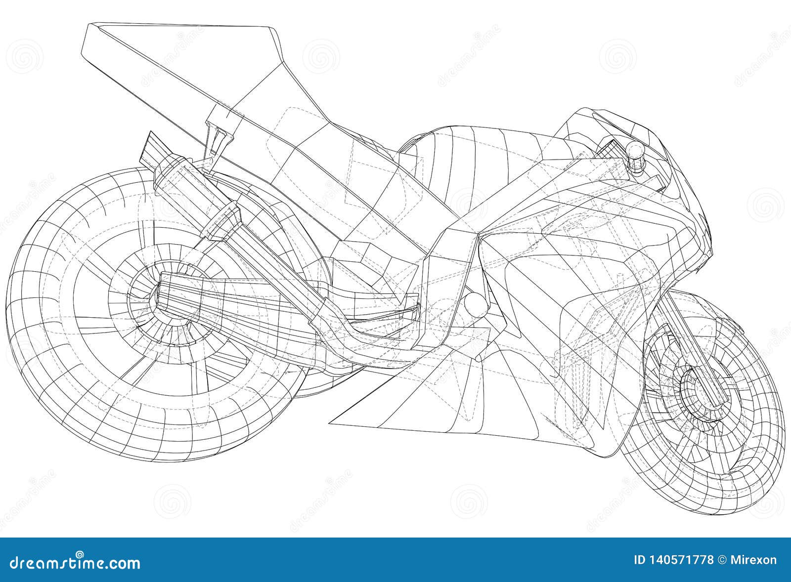 Sport Motorcycle Technical Wire-frame. EPS10 Format Stock Vector ...
