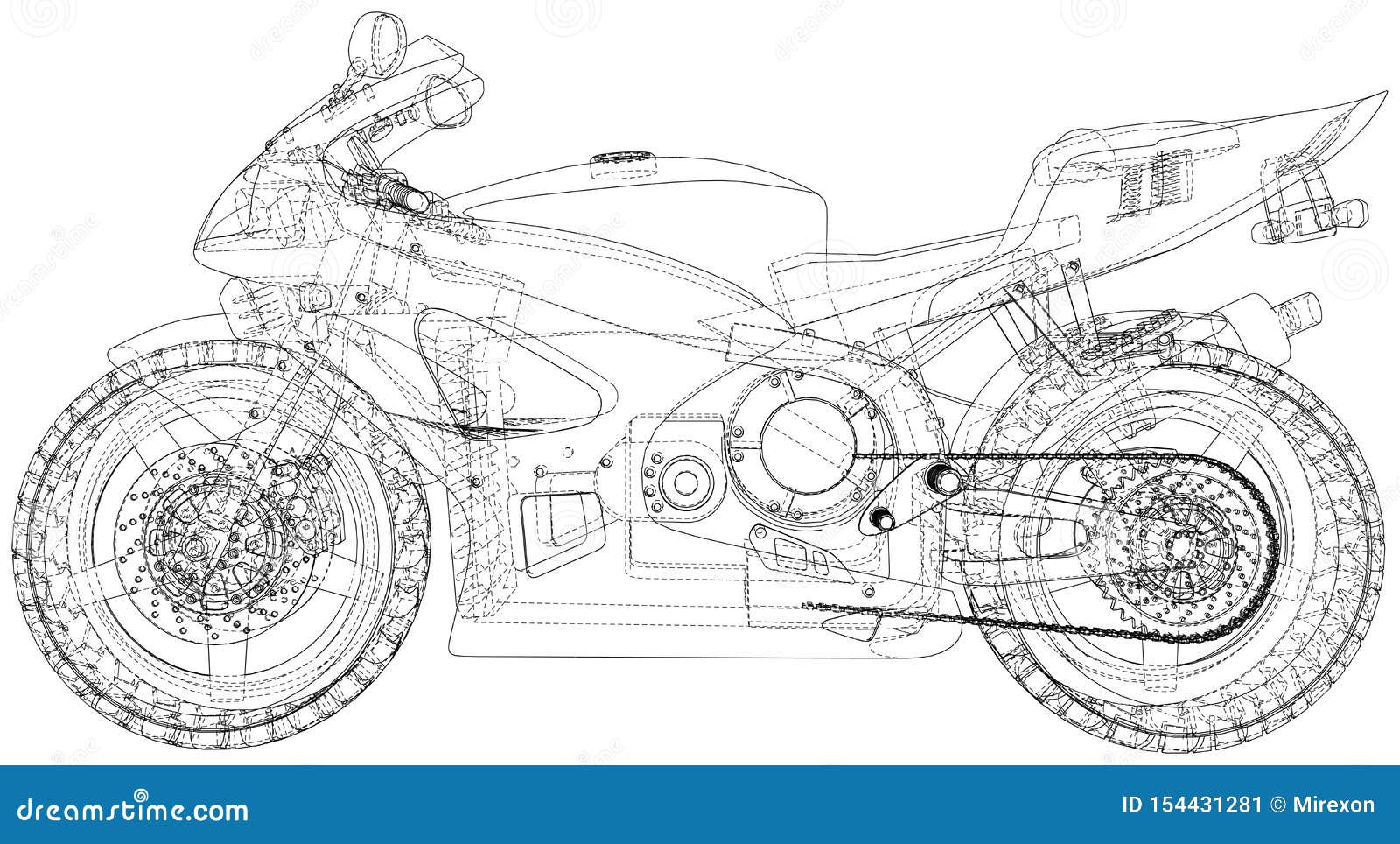 Sport Motorcycle Technical Wire-frame. EPS10 Format Stock Vector ...
