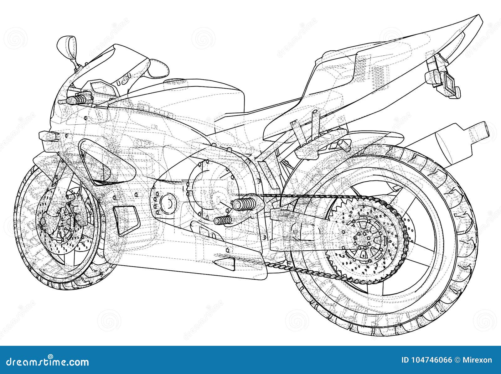 Sport Motorcycle Technical Wire-frame. EPS10 Format Stock Vector ...