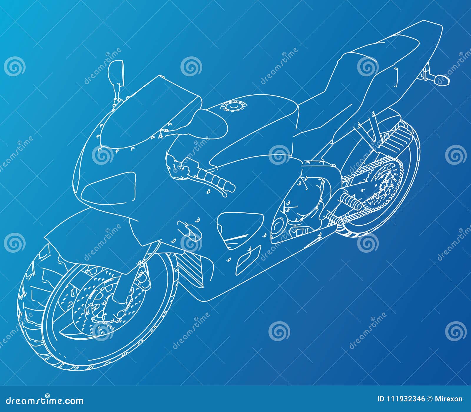 Sport Motorcycle Technical Wire-frame. Vector Illustration Stock Vector ...