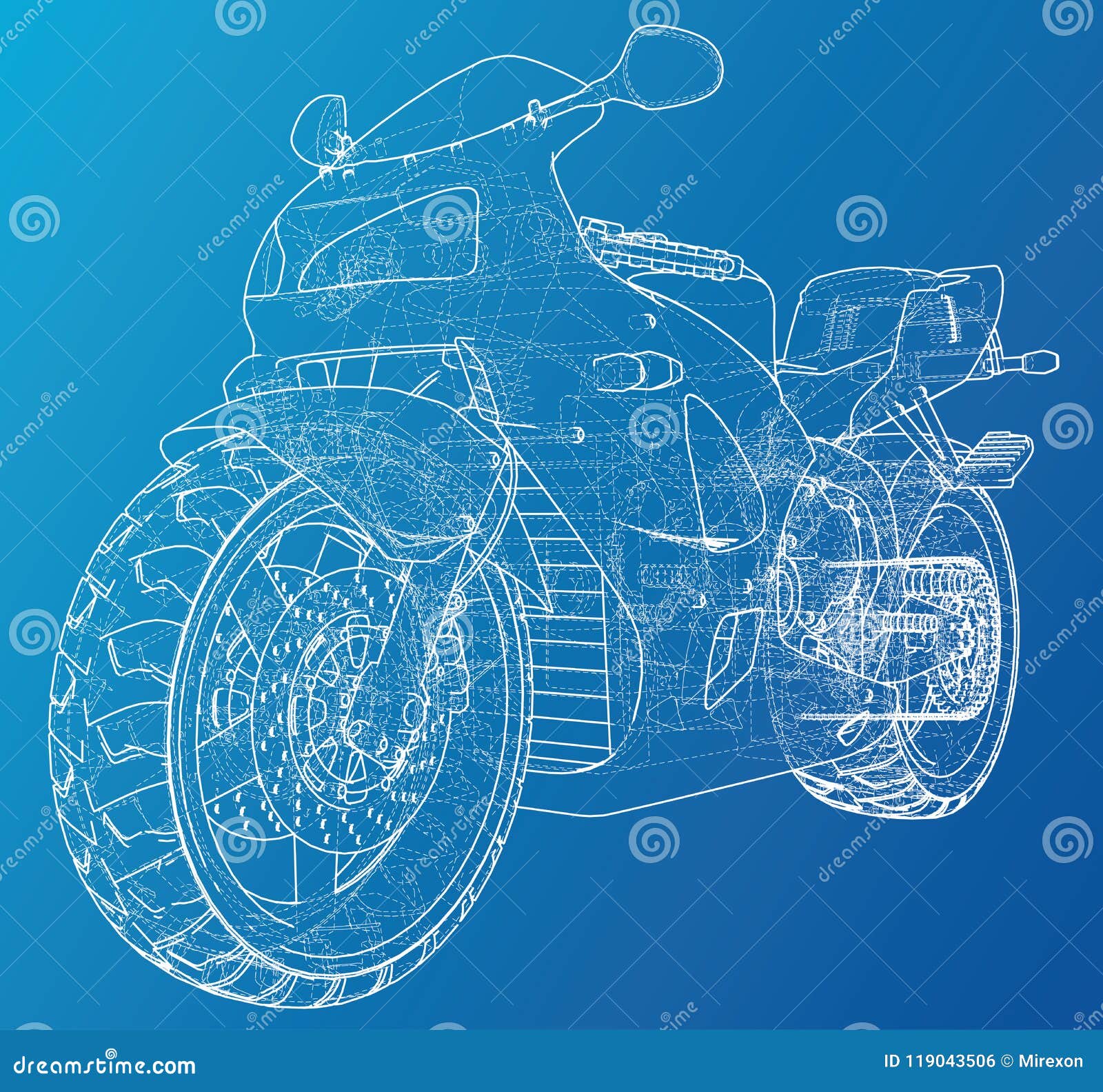 Sport Motorcycle Technical Wire-frame. Vector Illustration Stock Vector ...