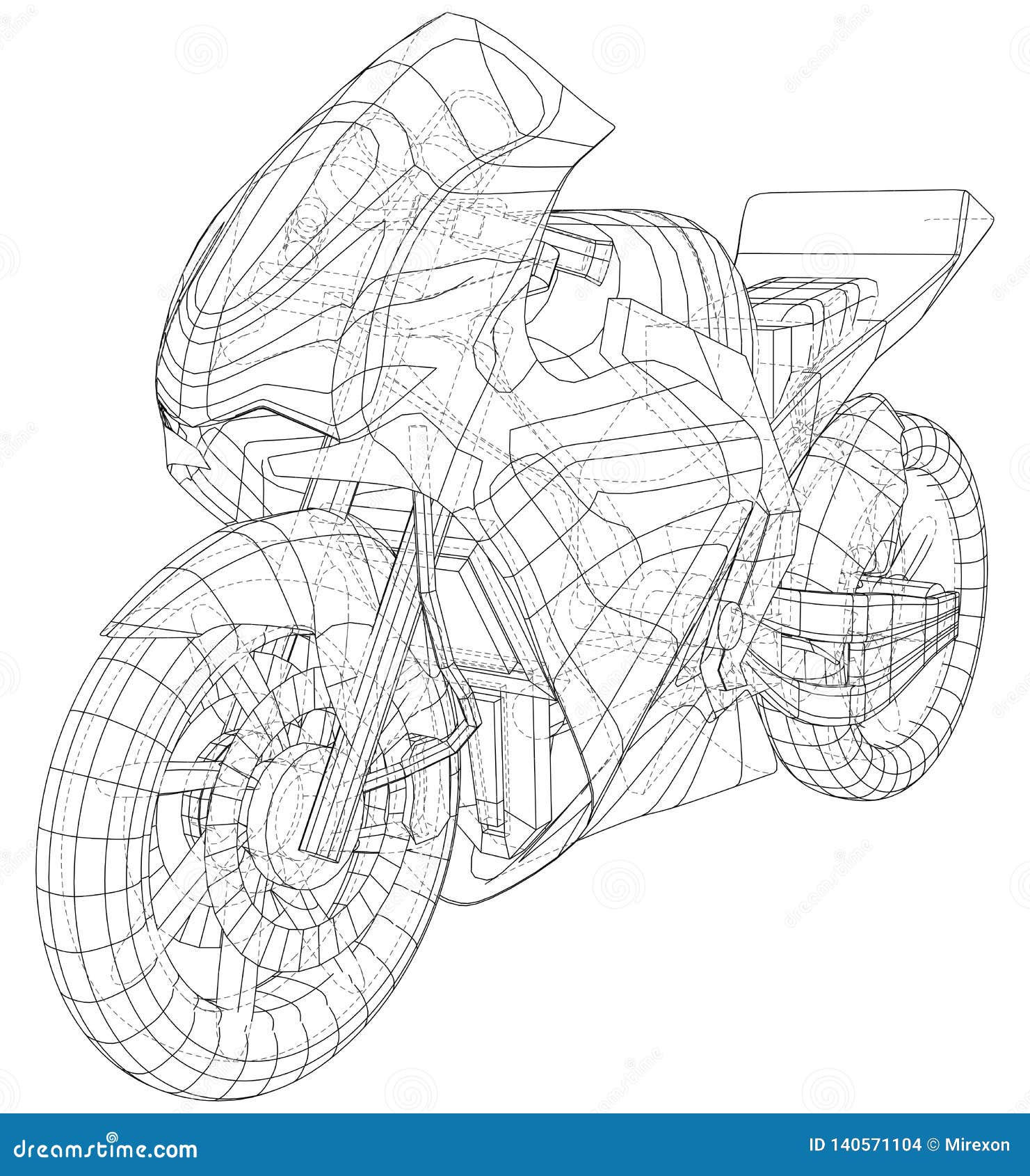 Sport Motorcycle Technical Wire-frame. Vector Illustration Stock Vector ...