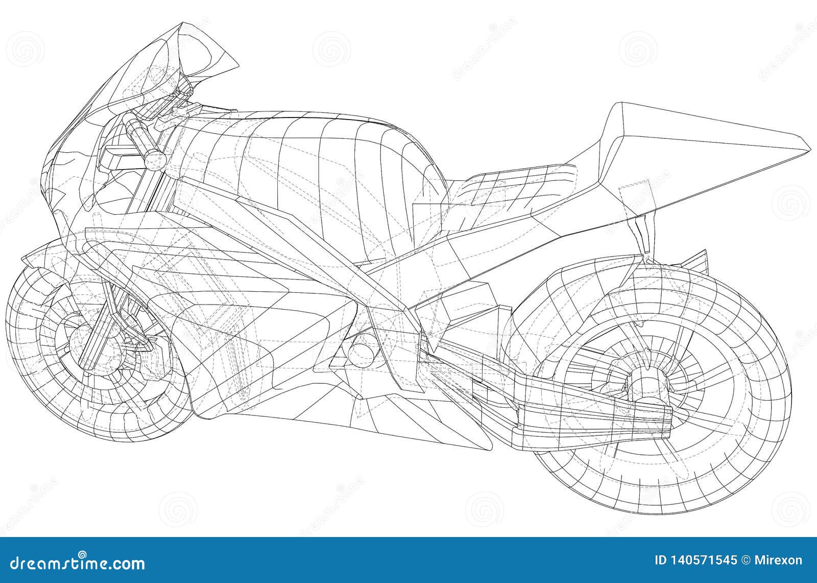 Sport Motorcycle Technical Wire-frame. Vector Illustration Stock Vector ...