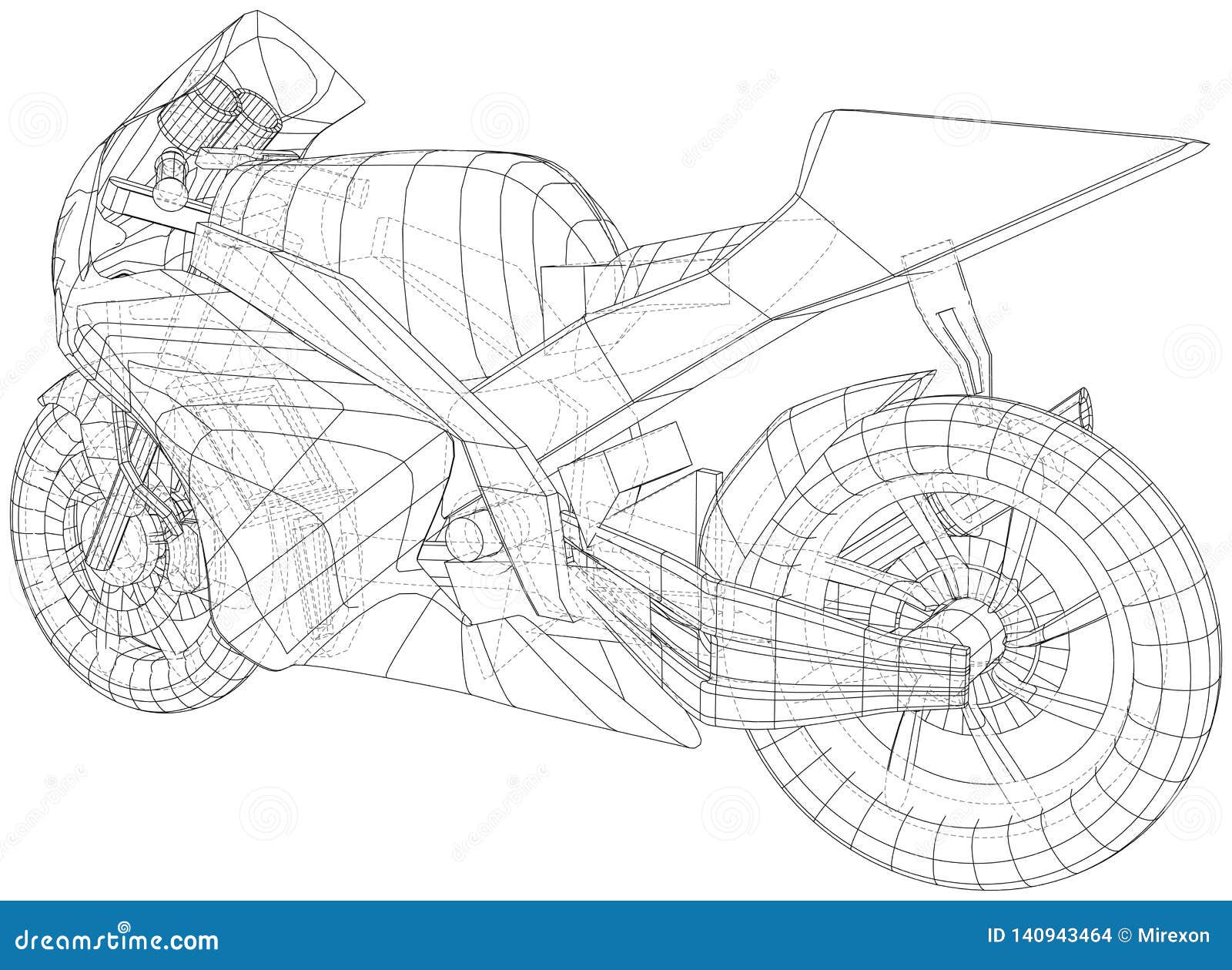 Sport Motorcycle Technical Wire-frame. Vector Illustration Stock Vector ...