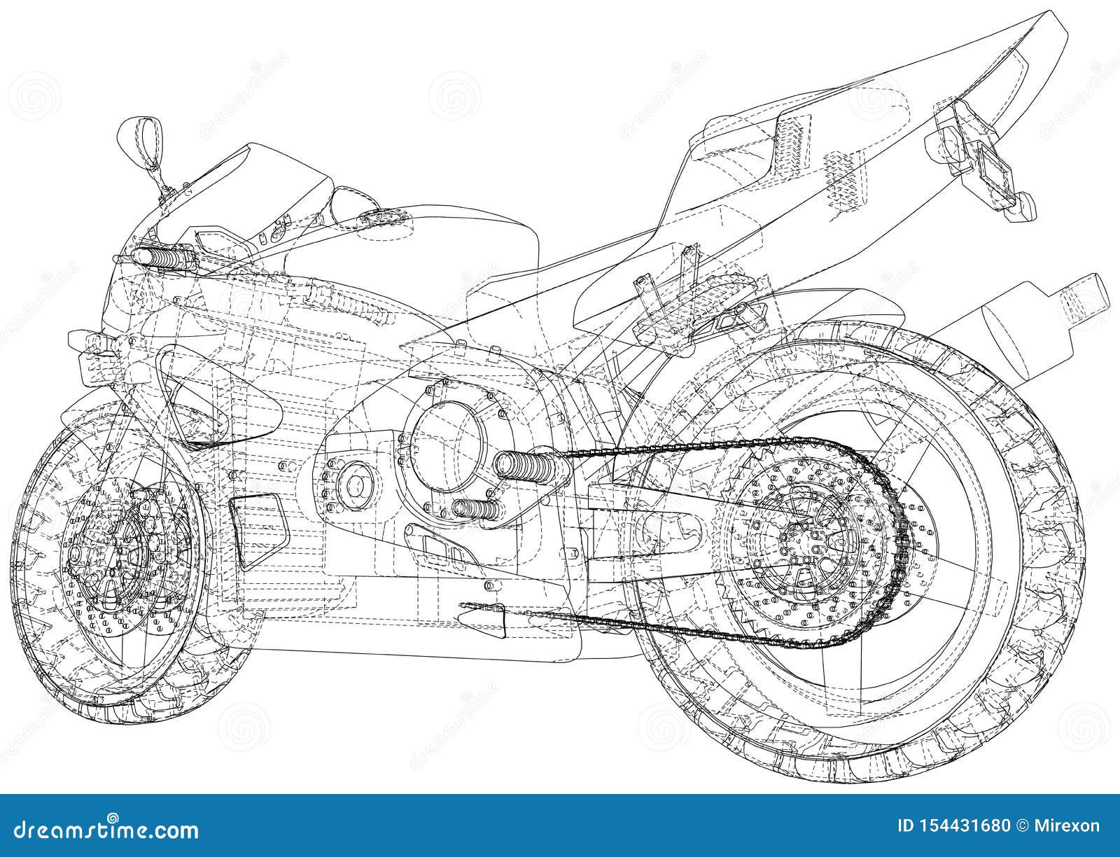 Sport Motorcycle Technical Wire-frame. Vector Illustration Stock Vector ...