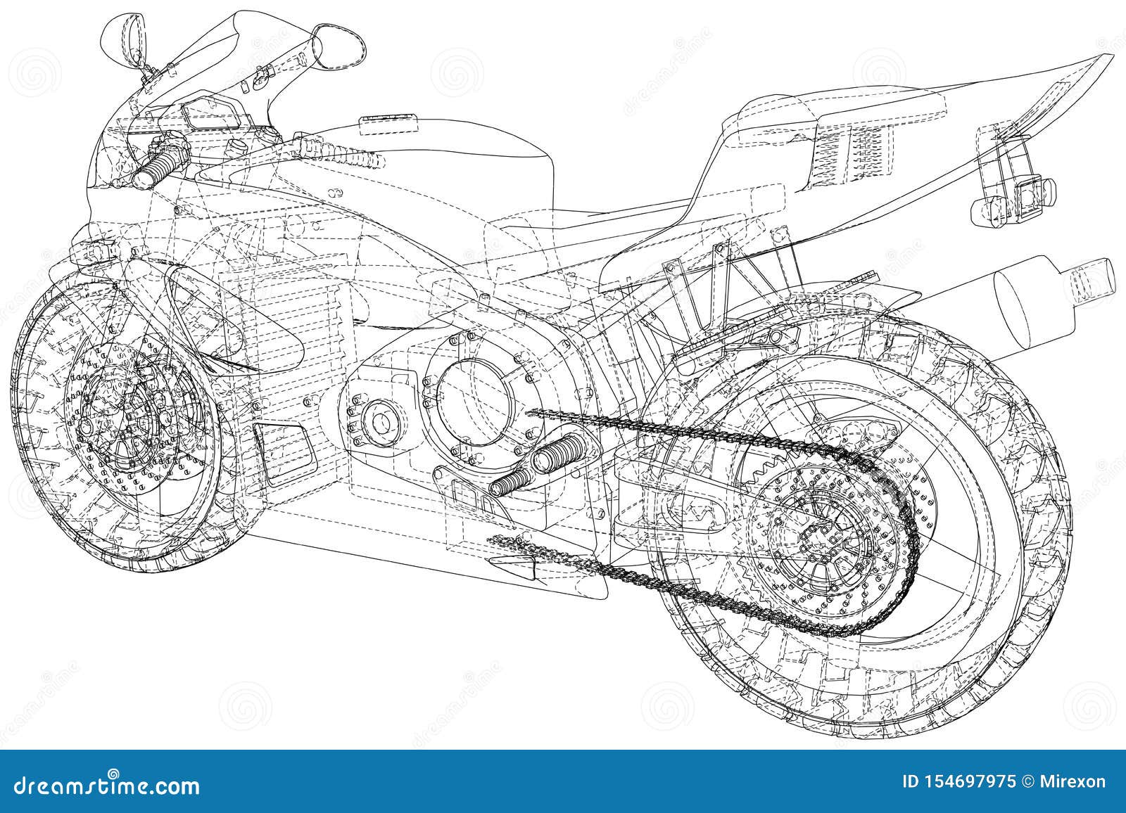 Sport Motorcycle Technical Wire-frame. Vector Illustration Stock Vector ...