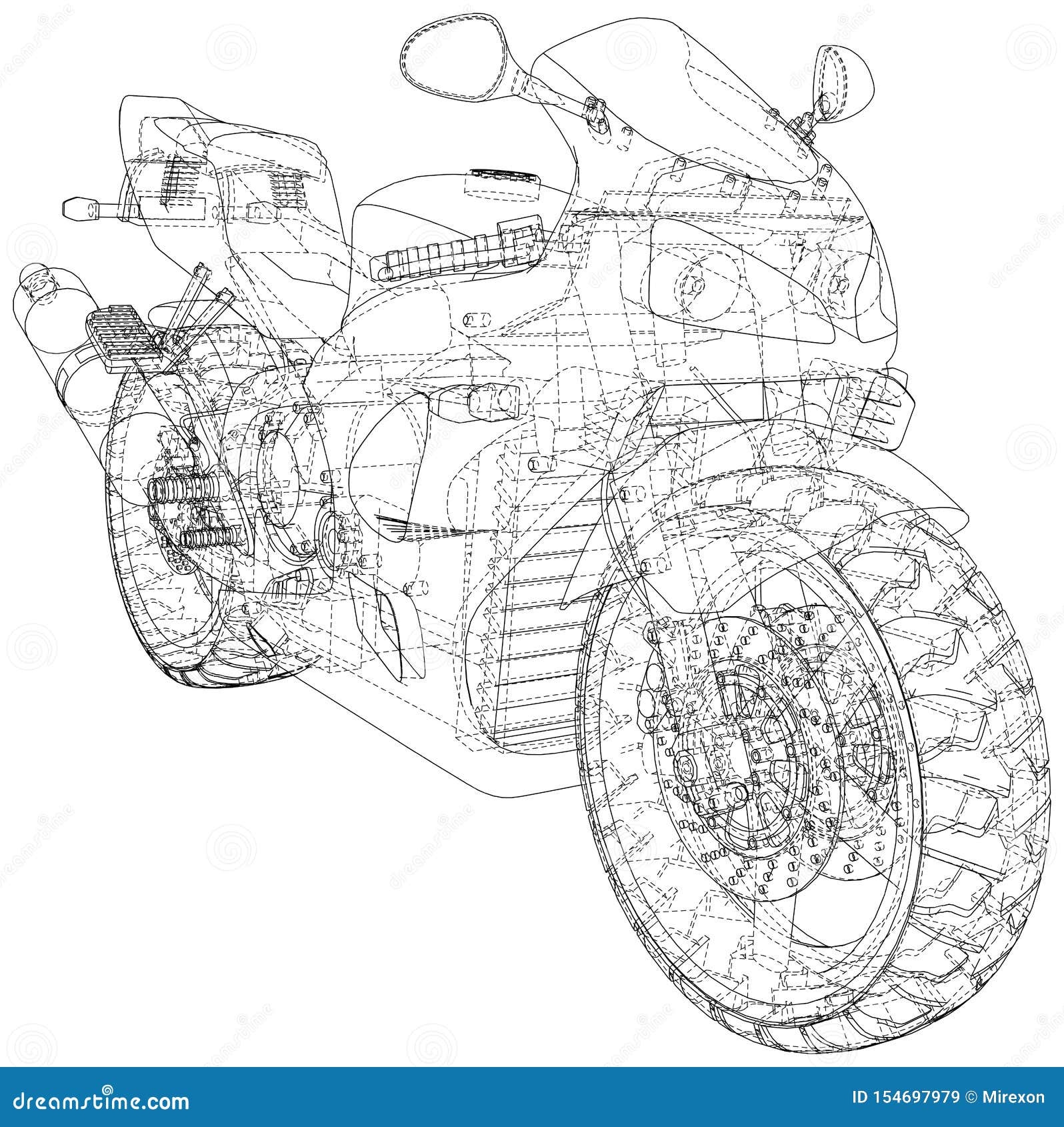 Sport Motorcycle Technical Wire-frame. Vector Illustration Stock Vector ...