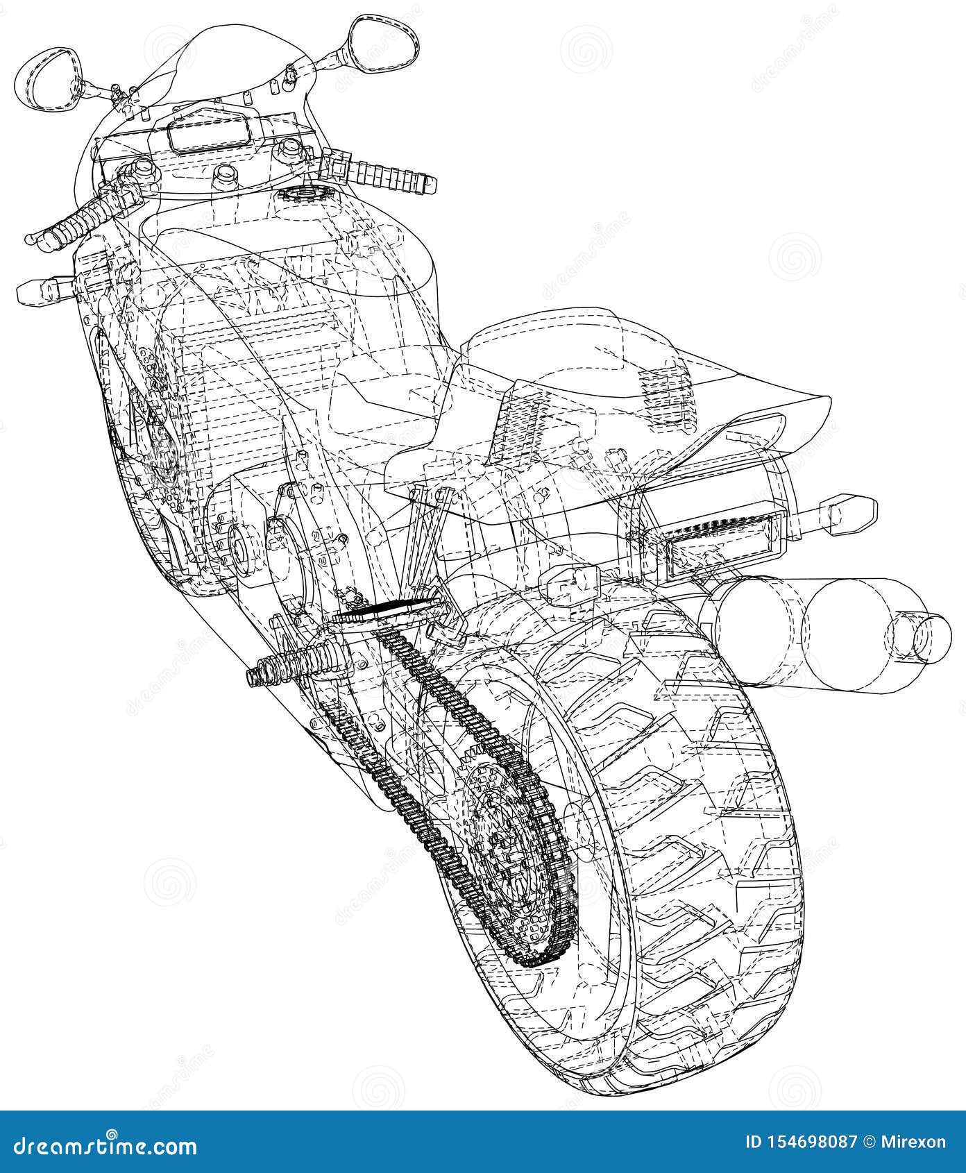 Sport Motorcycle Technical Wire-frame. Vector Illustration Stock Vector ...
