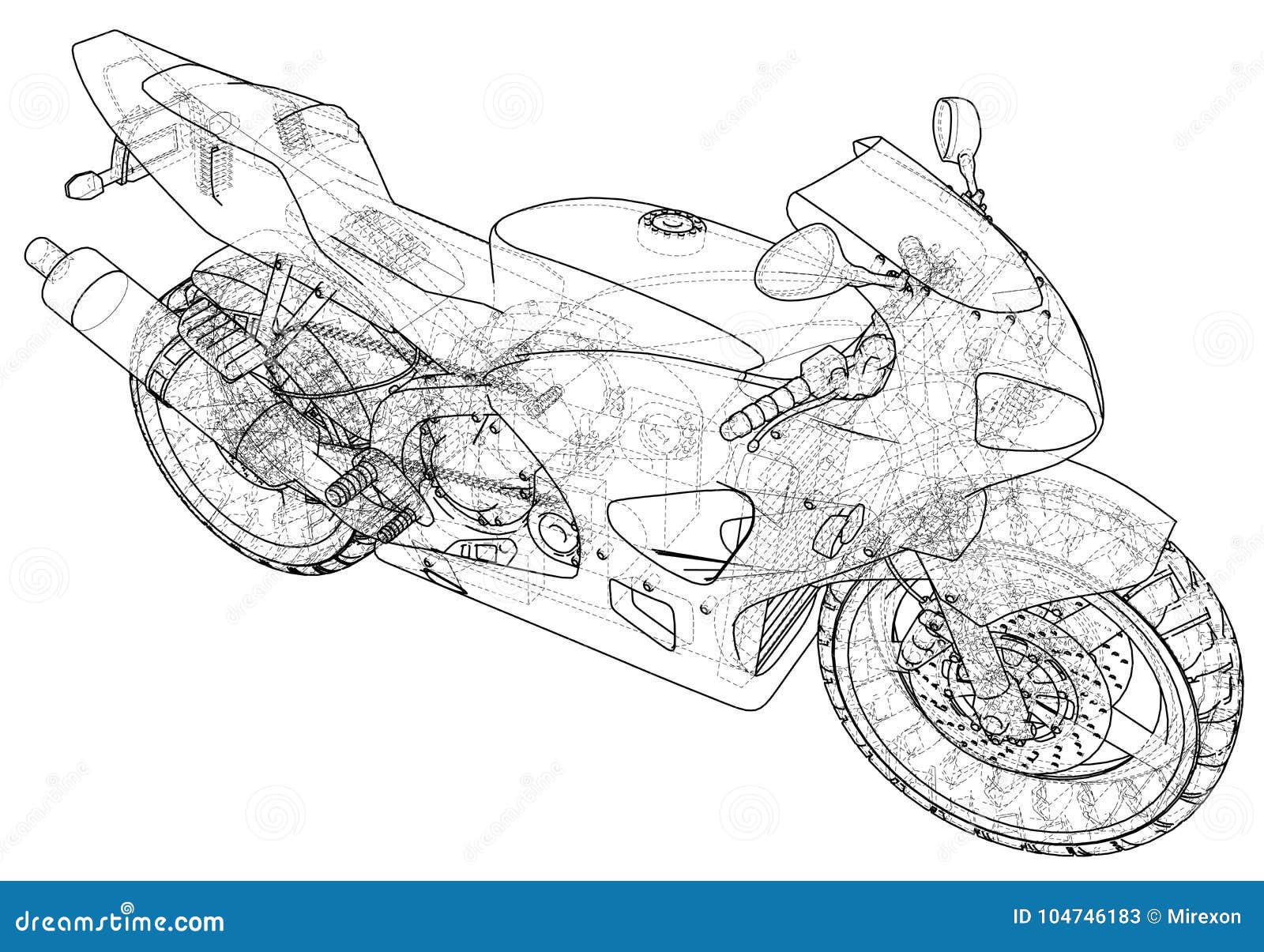 Sport Motorcycle Technical Wire-frame. Vector Illustration Stock Vector ...
