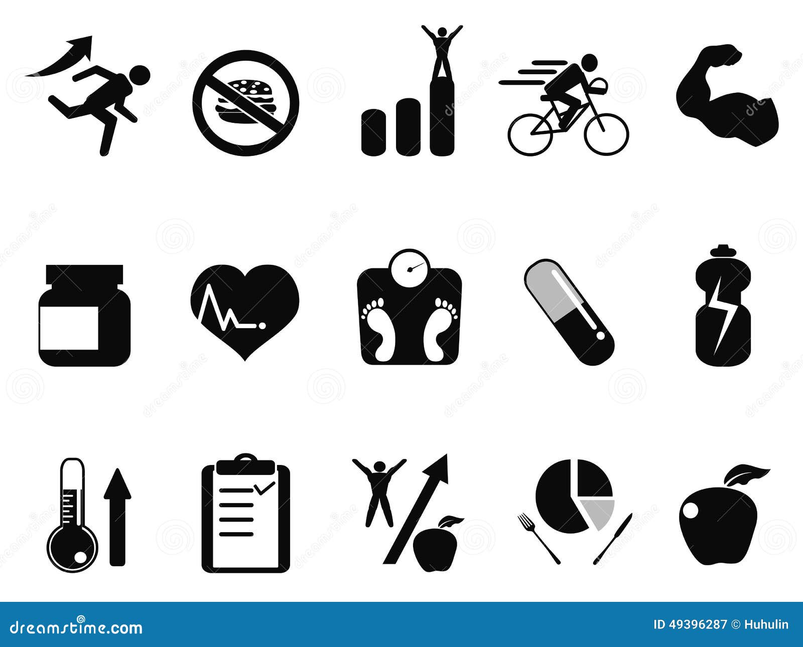 Sport Performance Icons Set Stock Vector - Illustration of healthy ...