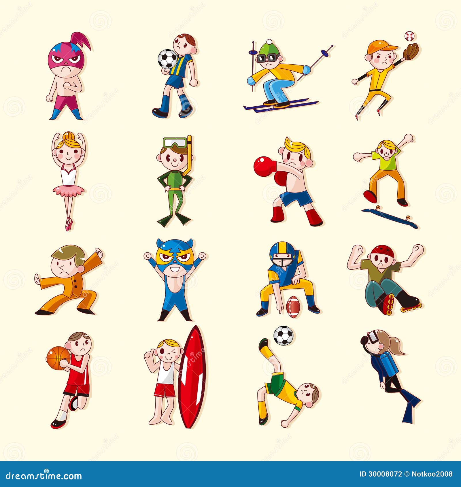 Sport player icons set stock vector. Illustration of goggles - 30008072