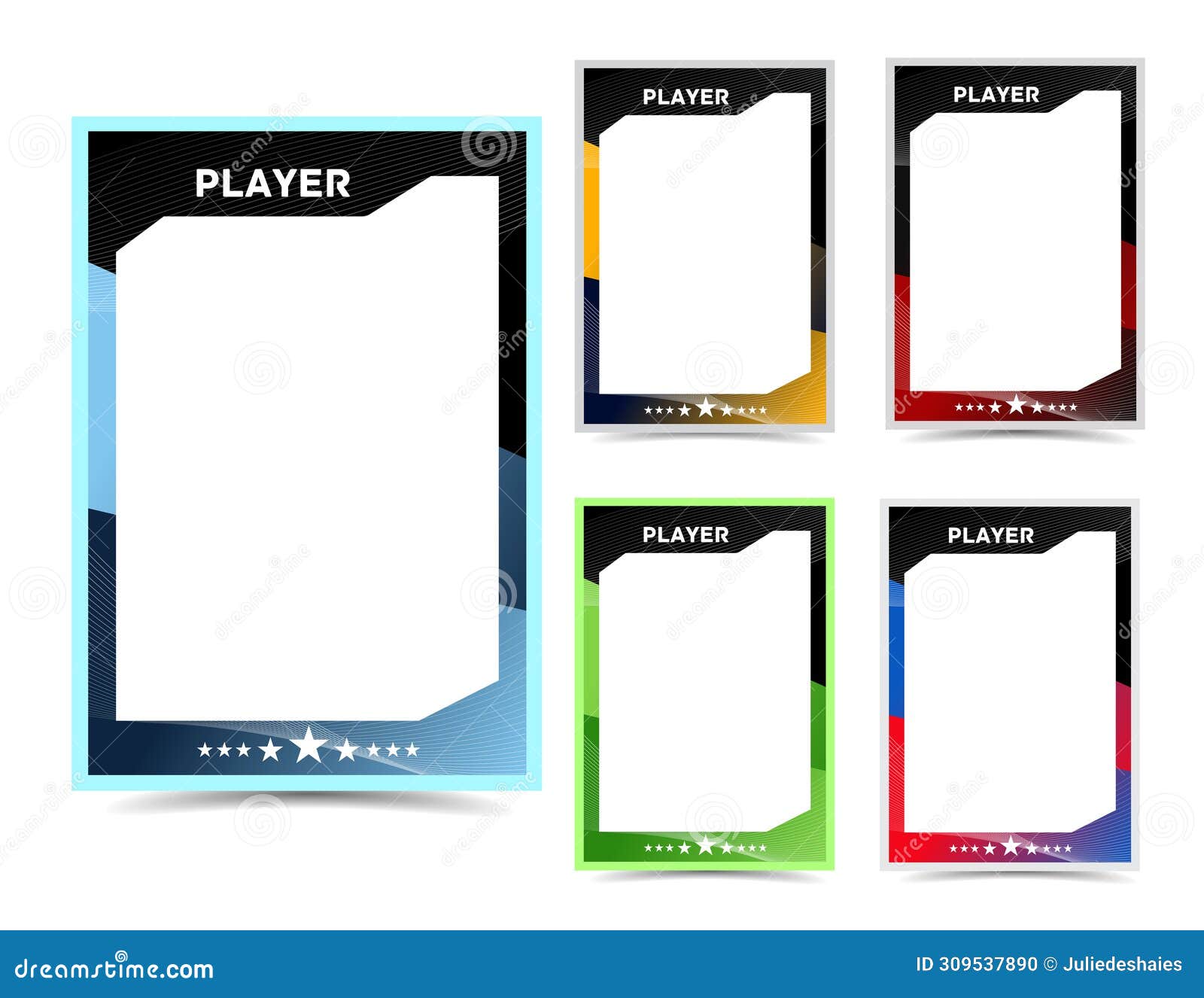 Sport Player Trading Card Frame Border Set Stock Vector - Illustration ...