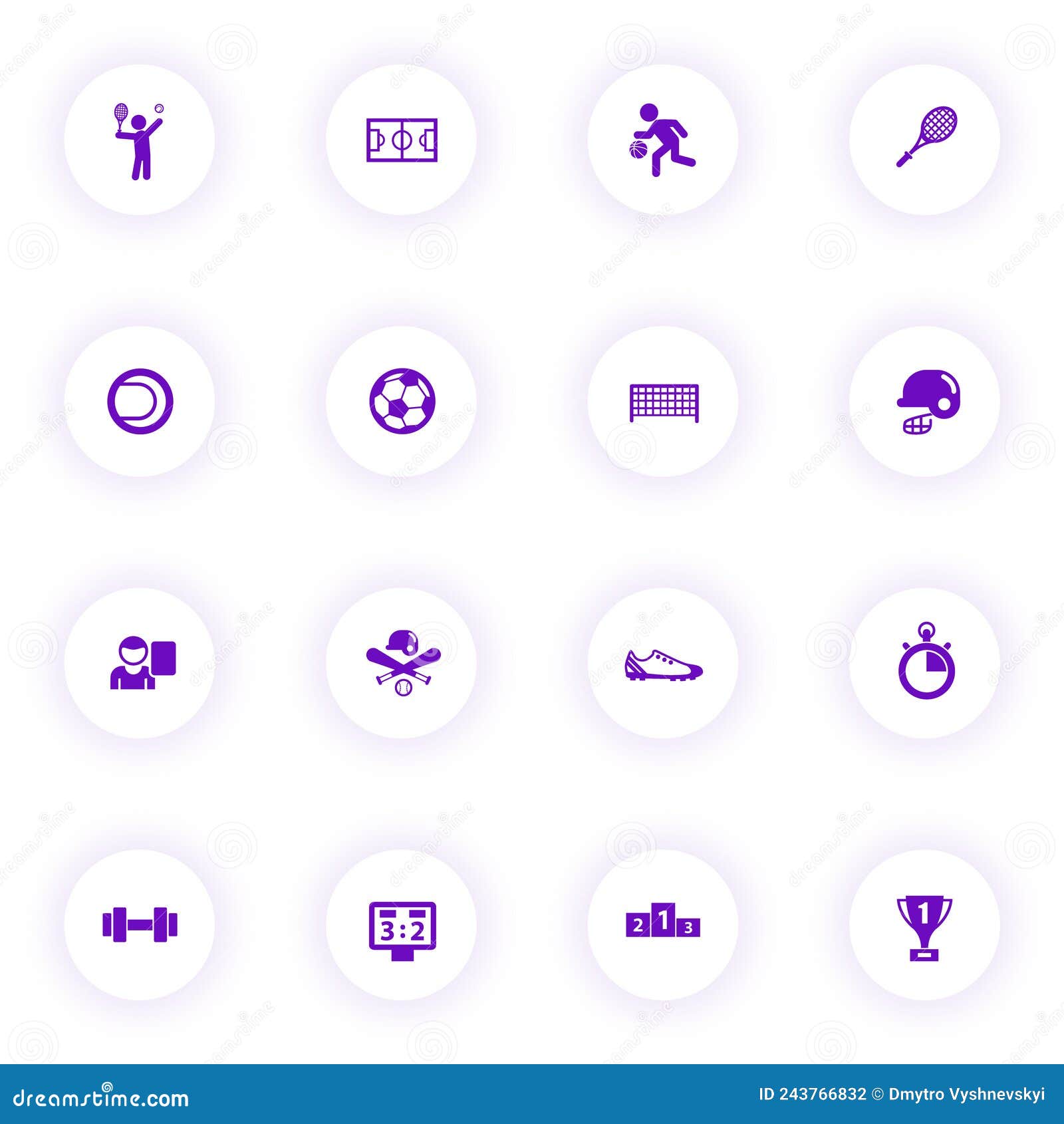 Sport Purple Color Vector Icons Stock Vector - Illustration of purple ...
