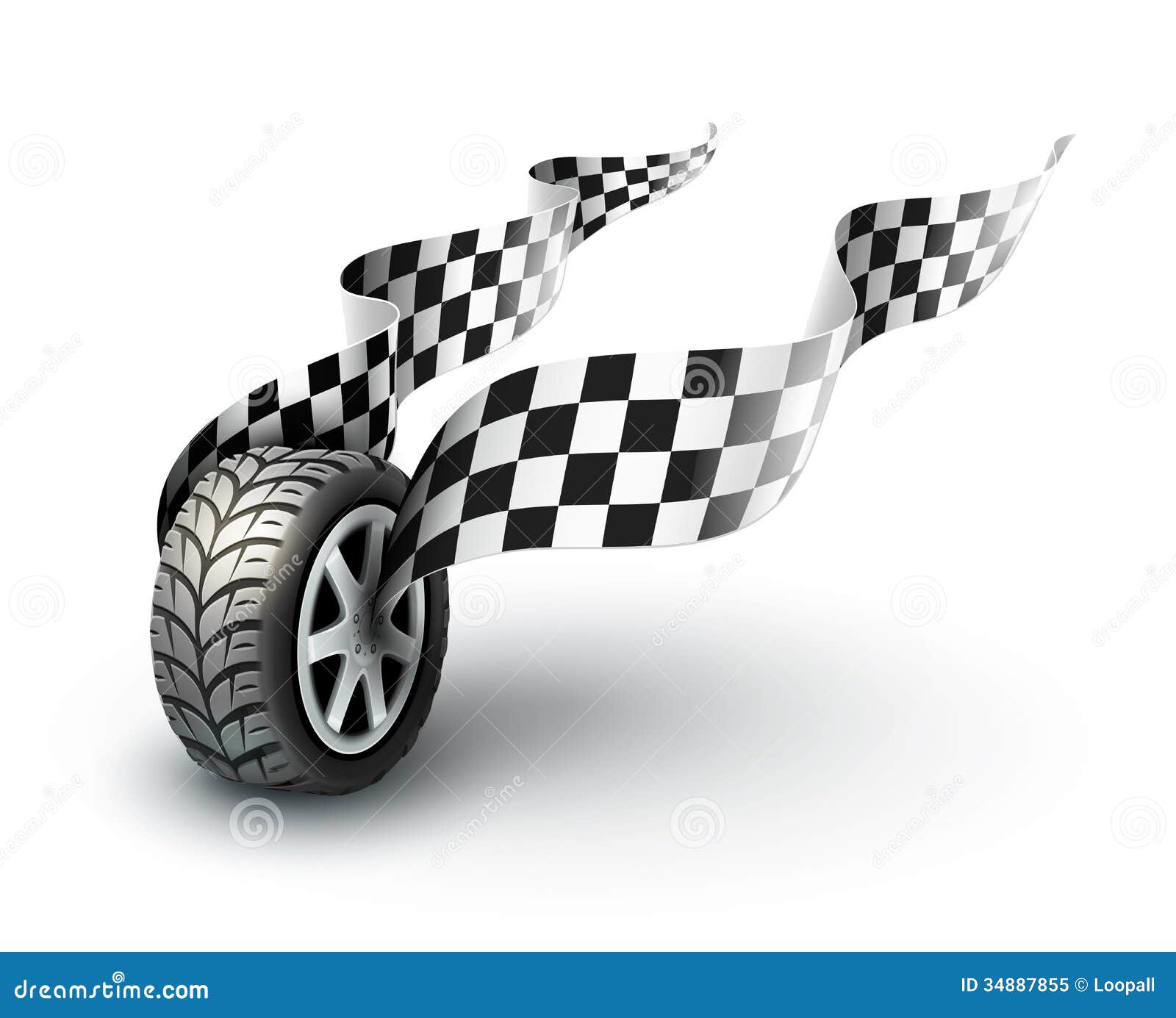Sport Racing Wheel with Flapping Flags Stock Vector - Illustration of ...