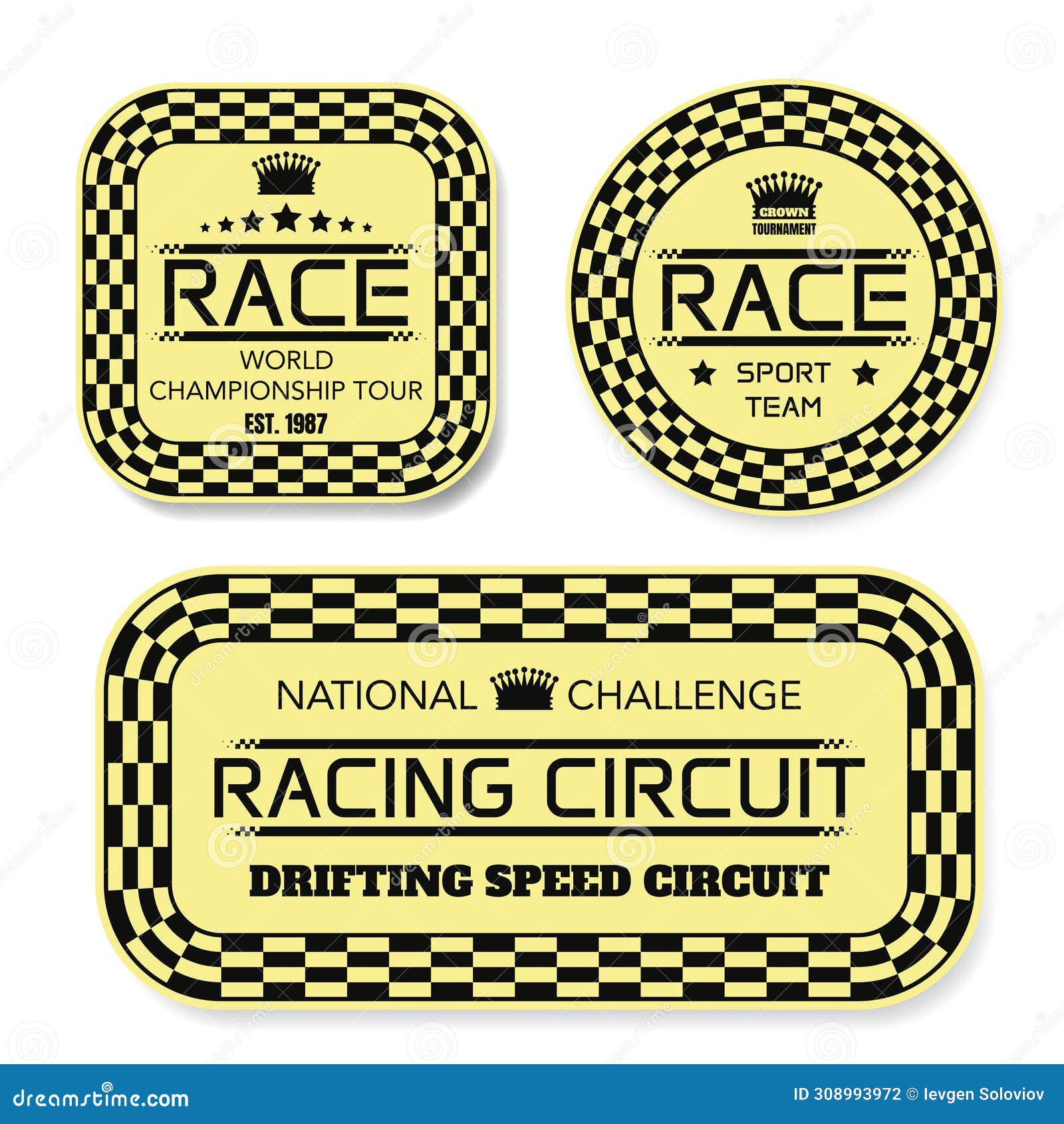 Sport Racing Yellow Tournament Labels Stock Vector - Illustration of ...