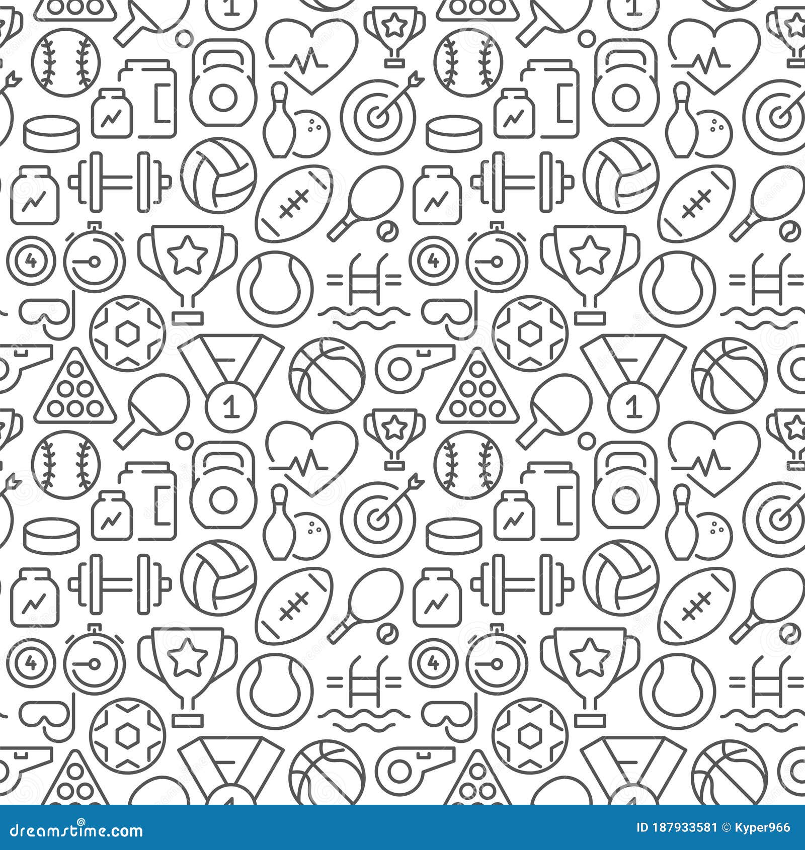 Sport Related Seamless Pattern. Stock Vector - Illustration of element ...