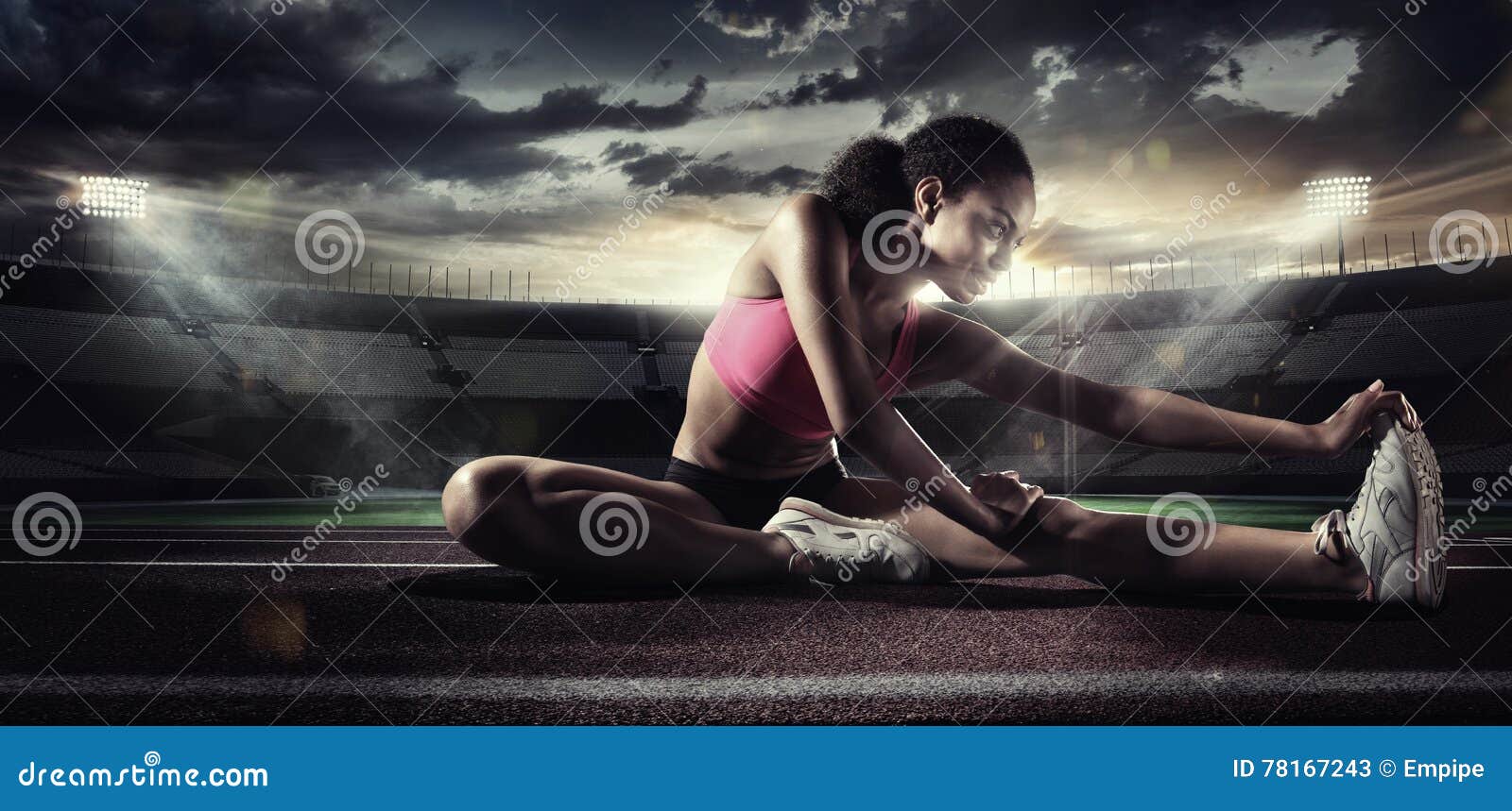 Sport. Runner Stretching on the Running Track Stock Image - Image of ...