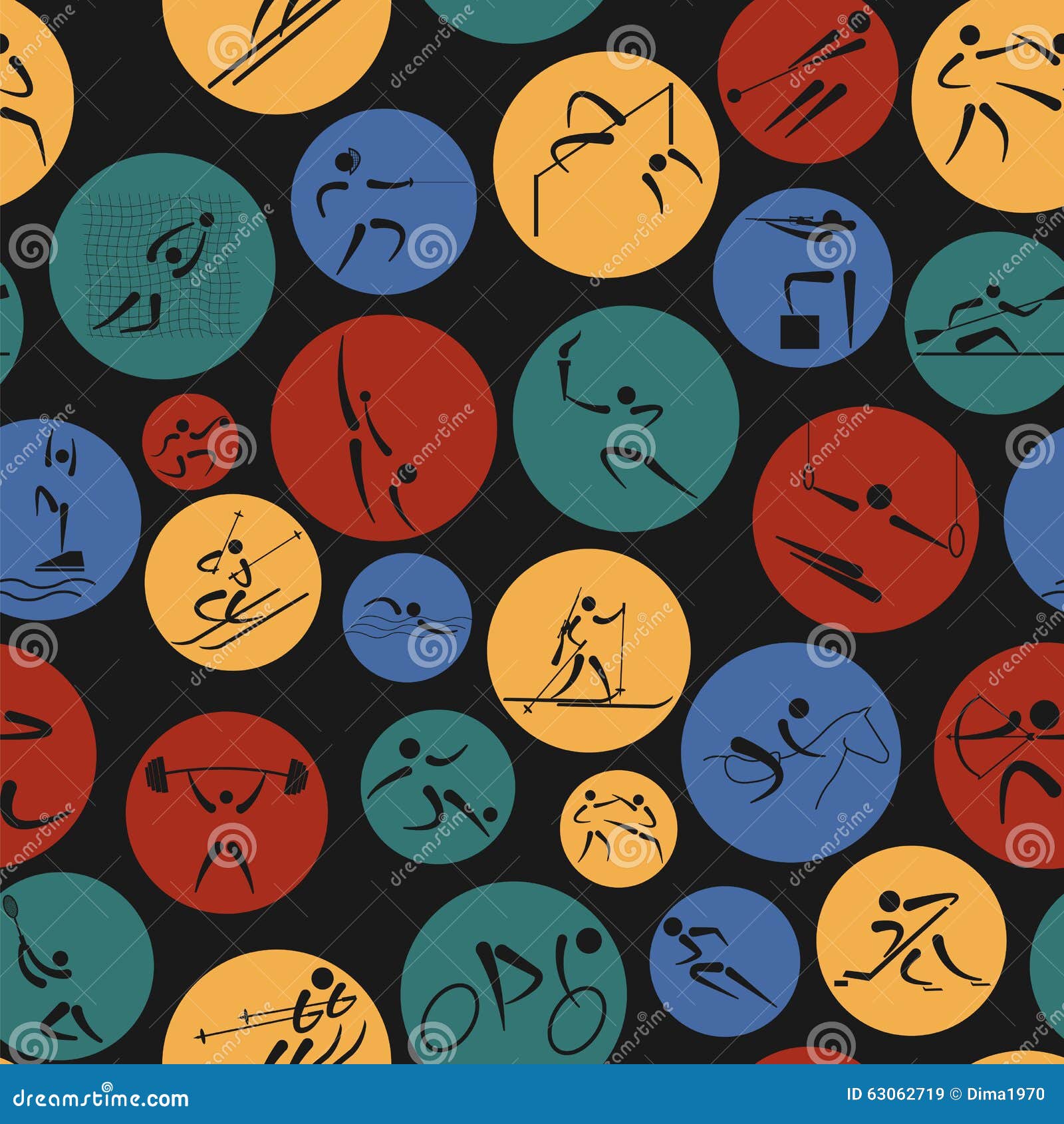 Sport Seamless Pattern. Flat Style Stock Vector - Illustration of ...