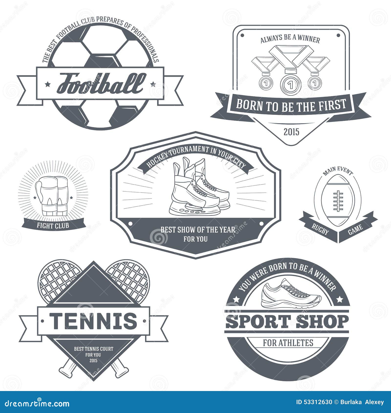 Sport Set Label Template of Emblem Element for Stock Vector ...