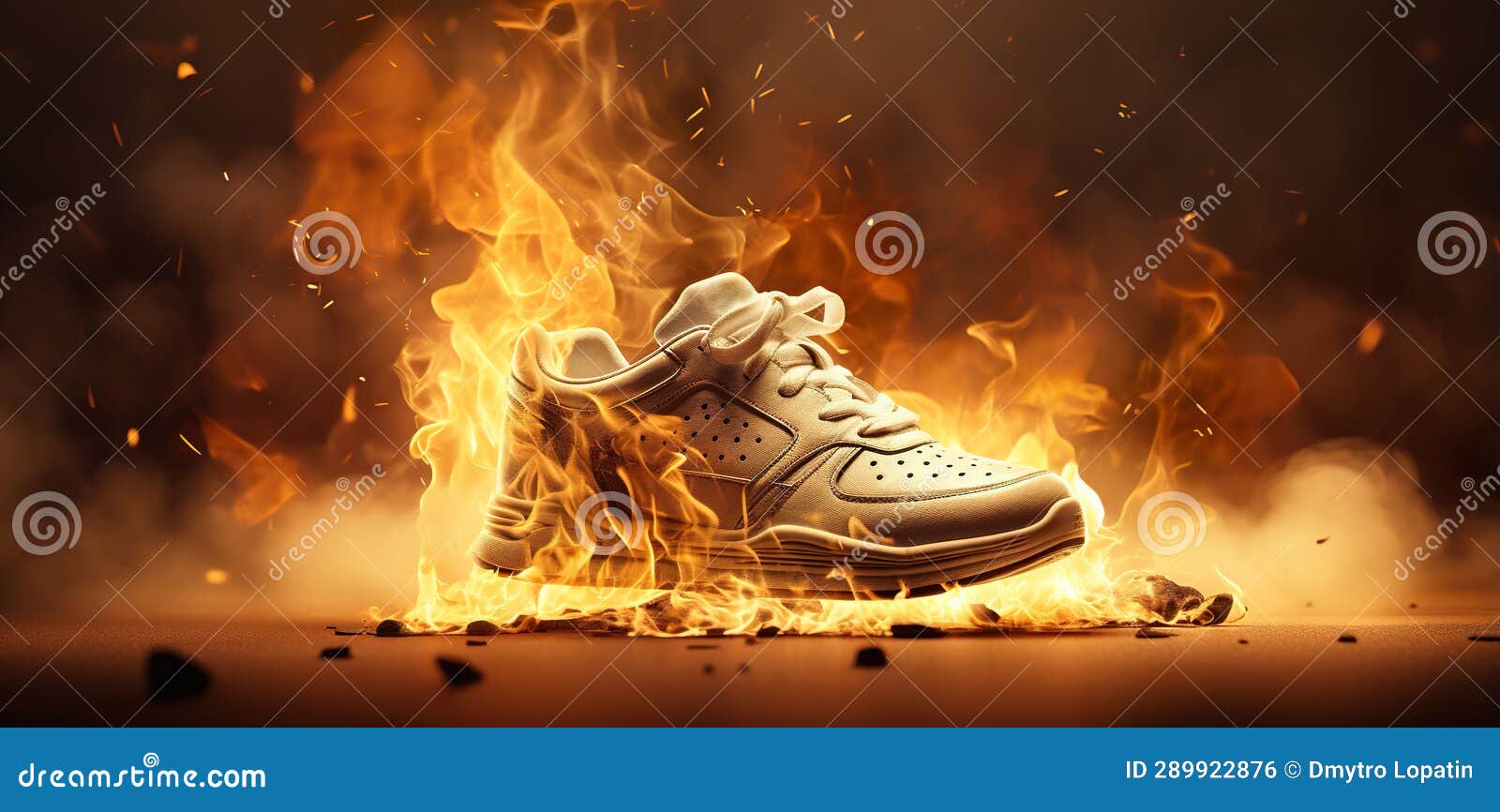 Sport Shoe in Flame, Sneaker Burning, Creative Ad for Banner Concept ...