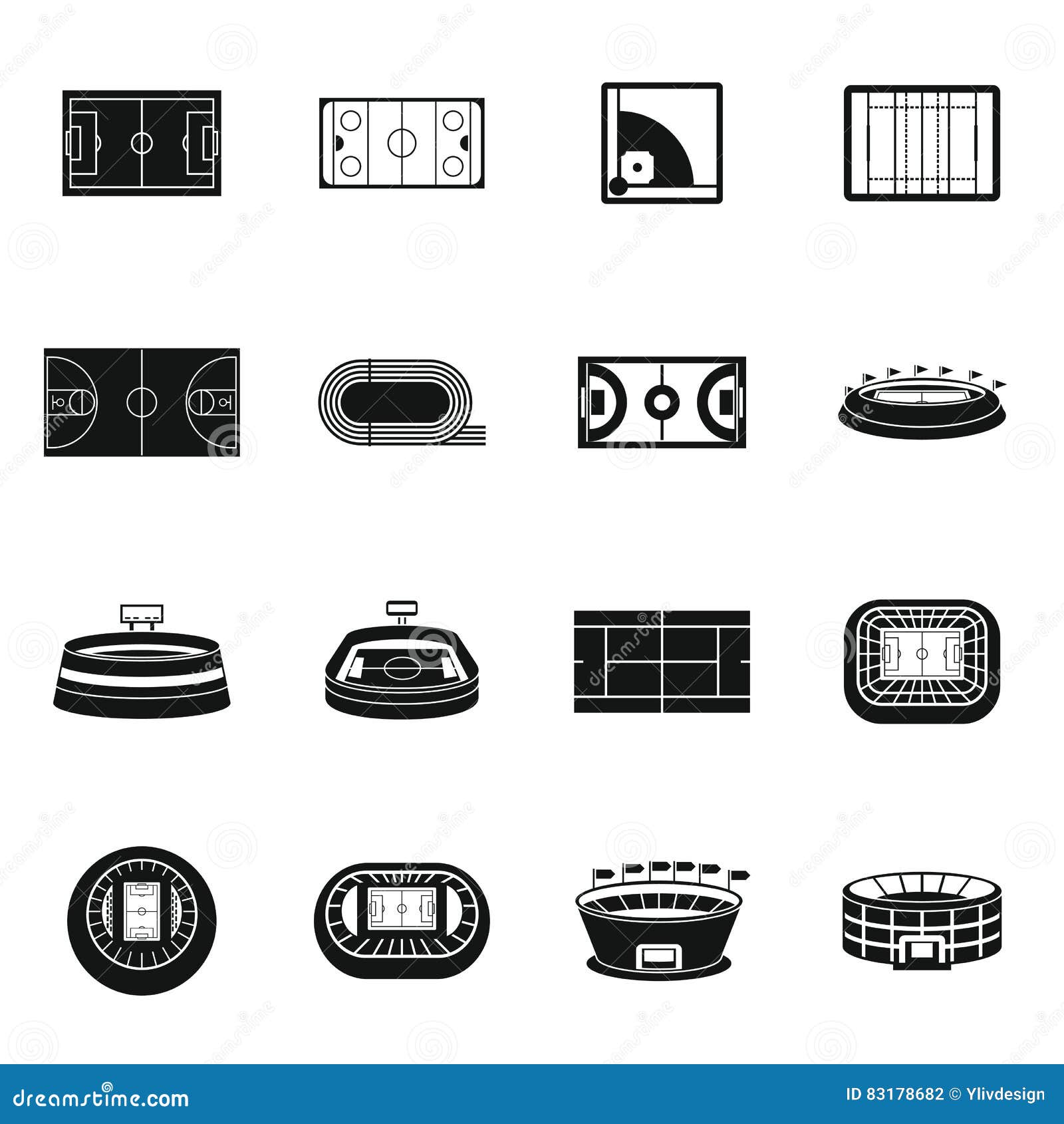 Sport Stadium Icons Set, Simple Style Stock Vector - Illustration of ...