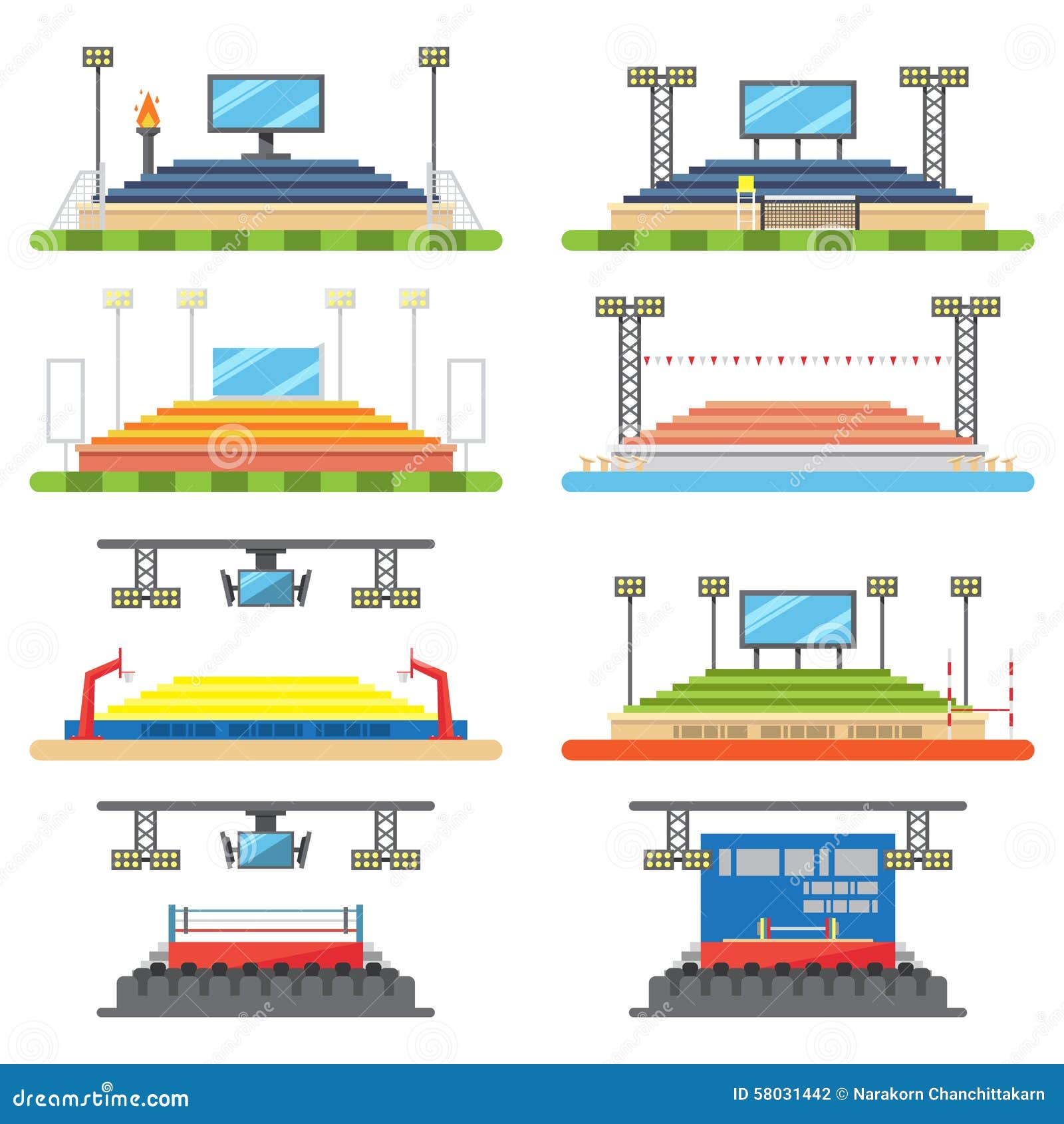 Sport Stadium and Stage Set Stock Vector - Illustration of stadium ...