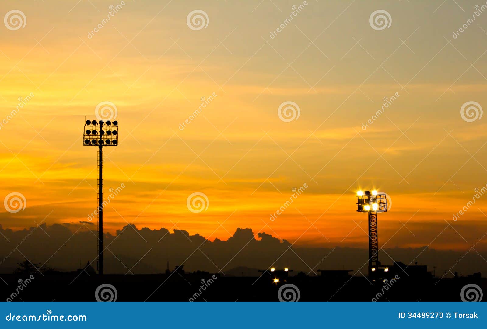 Sport stadium sunset stock photo. Image of electricity - 34489270