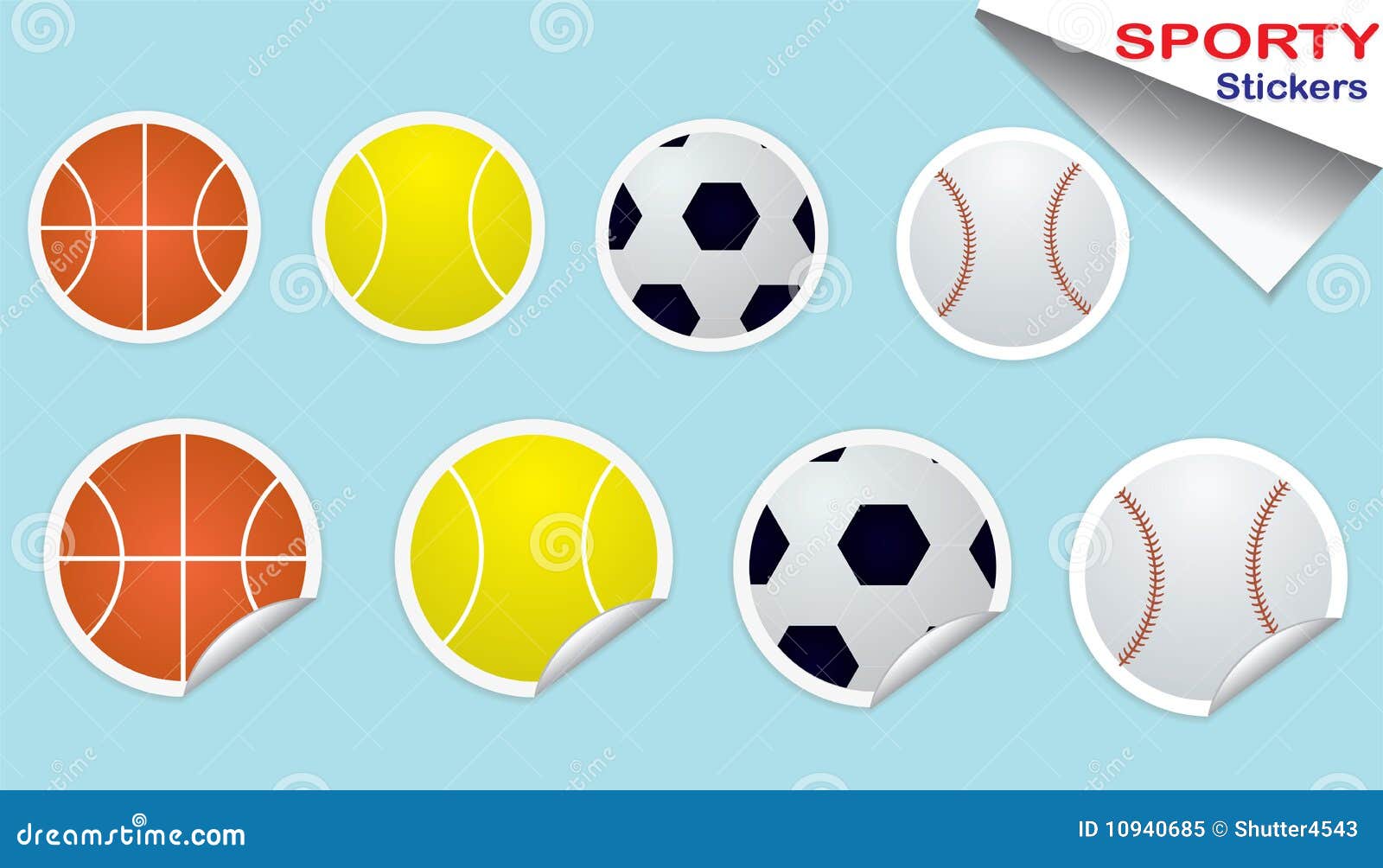 Sport Stickers Set stock vector. Illustration of color - 10940685