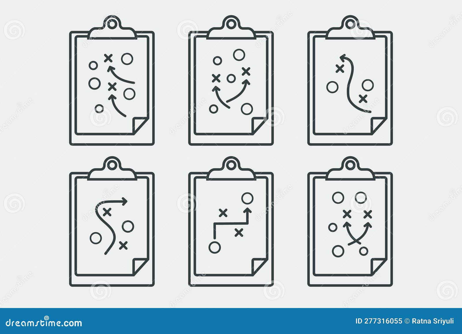 Set of Sport Tactical Board Icons Design Flat Illustration Template ...